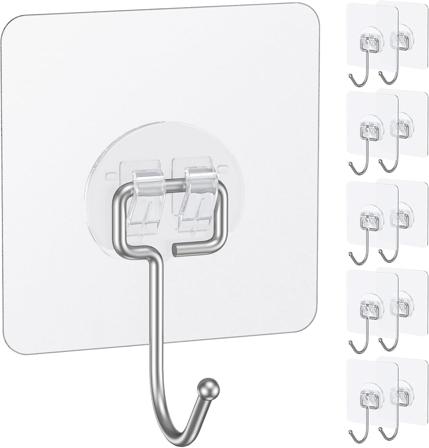 10 Pcs Large Adhesive Hooks for Hanging, 33 lbs (Max) Heavy Duty Wall ...