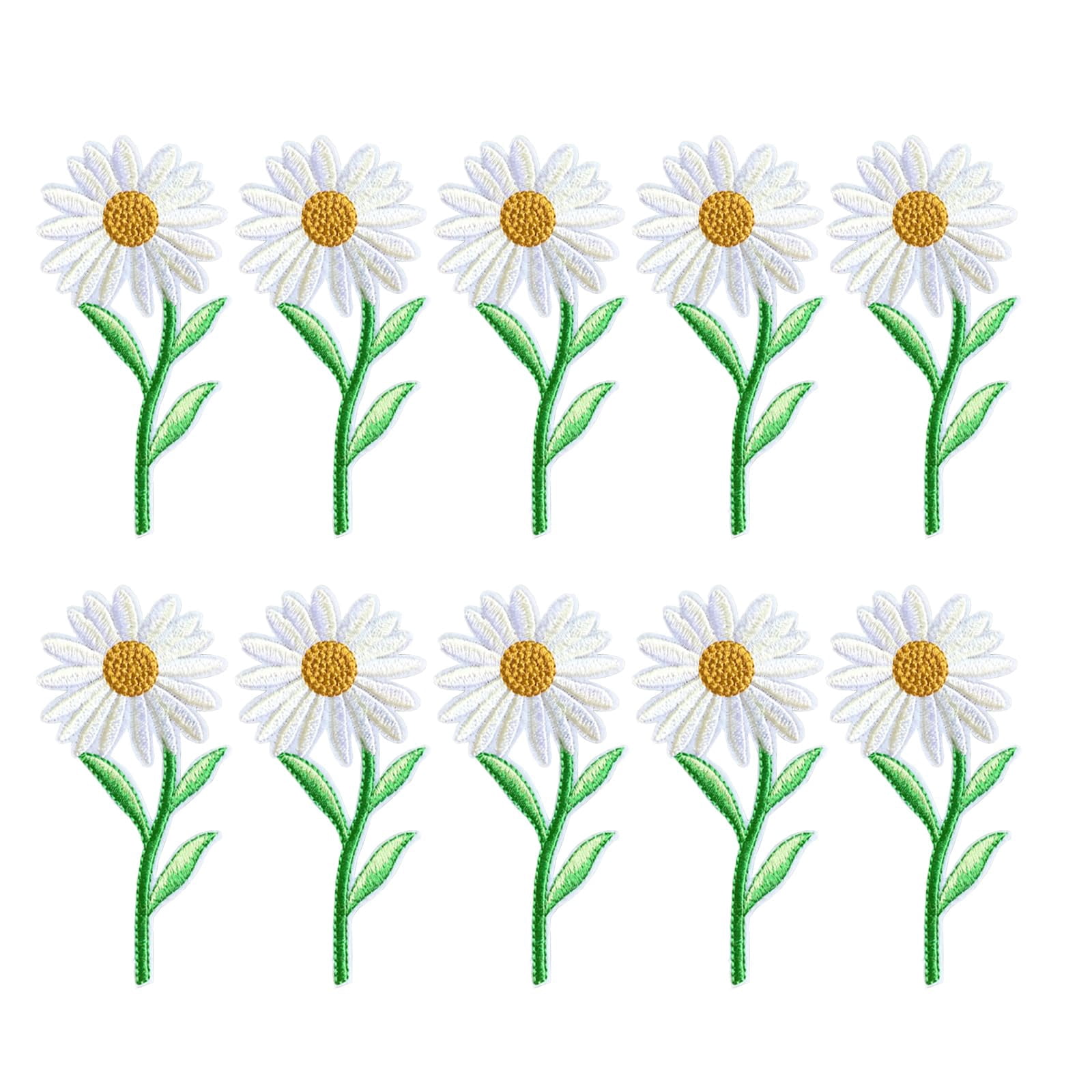 10 Pcs Large Daisy Patches, Embroidered White Daisy Iron on Patches ...