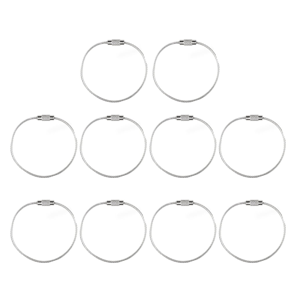 10 Pcs Large Key Rings Wire Stainless Steel Keychain Cables Keyring ...