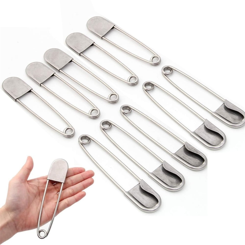 10 Pcs Large Quilting Pins,Jumbo Stainless Steel Safety Pins,Silver Huge Strong Blanket Pins ...