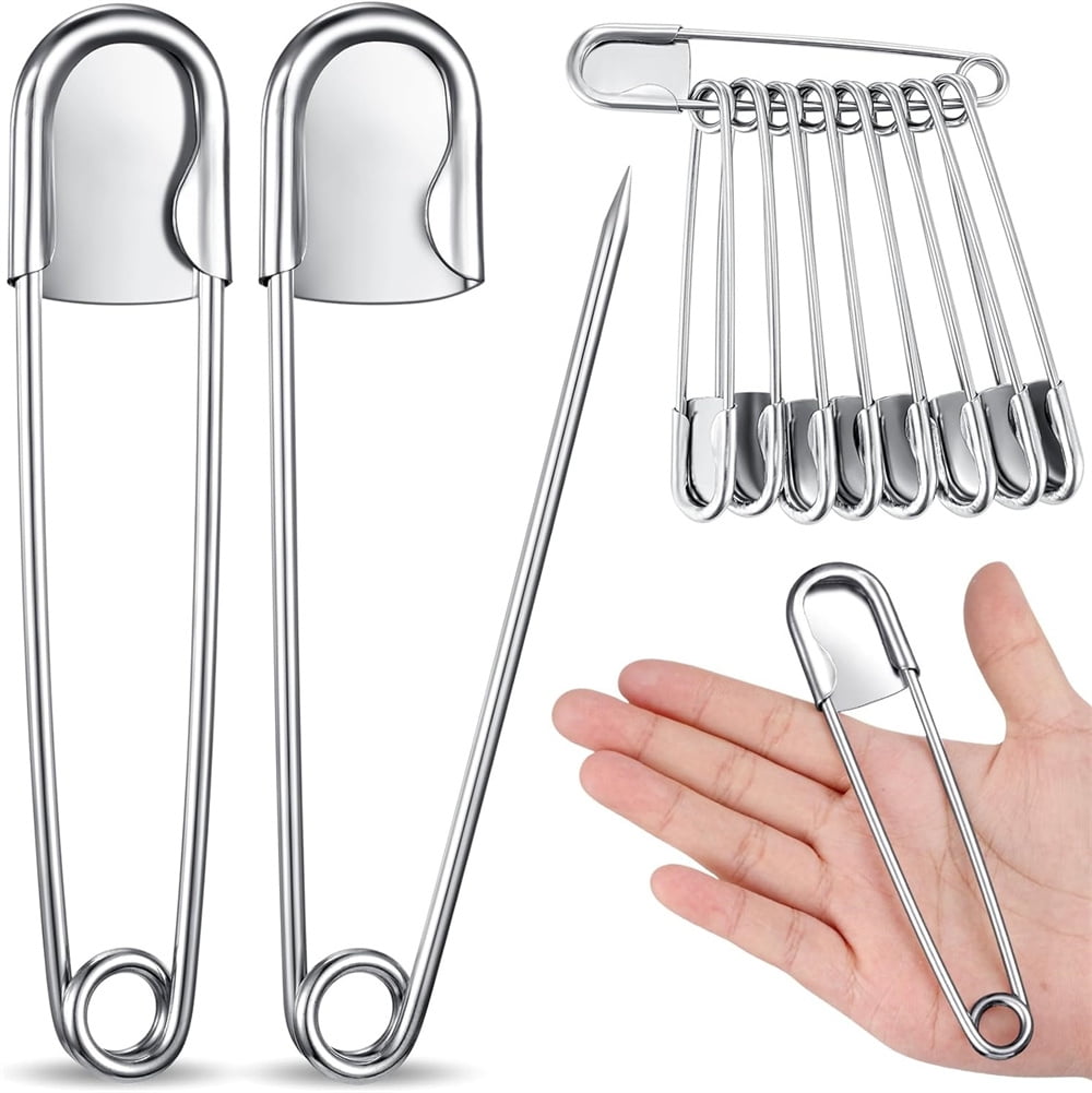10 Pcs Large Safety Pins,Stainless Steel Laundry Pins,Jumbo Quilting Pins,Heavy Duty Blanket ...