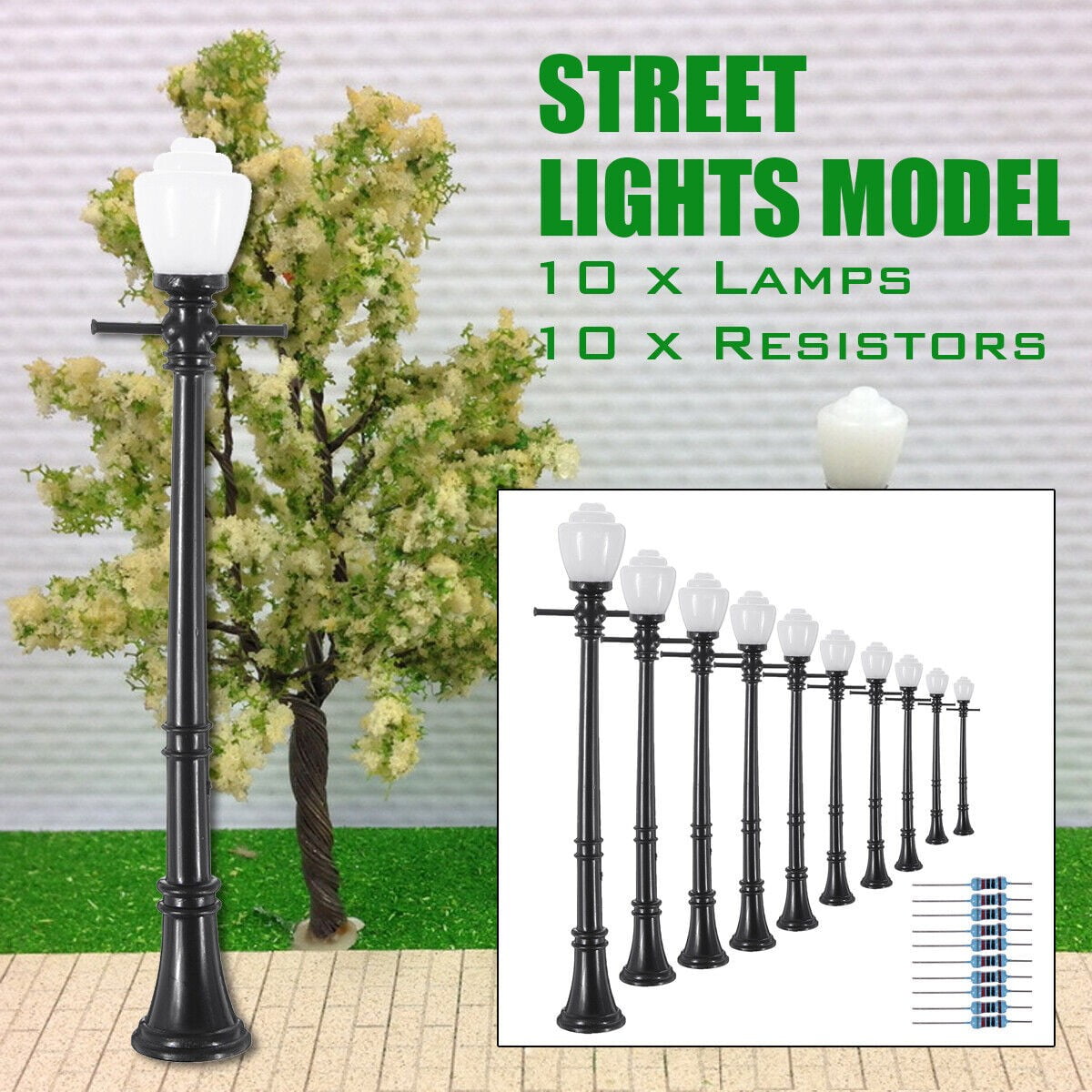 10 Pcs Lcx04 Model Railway Lamp Post Lamp Street Lamp O Scale Led+10 ...