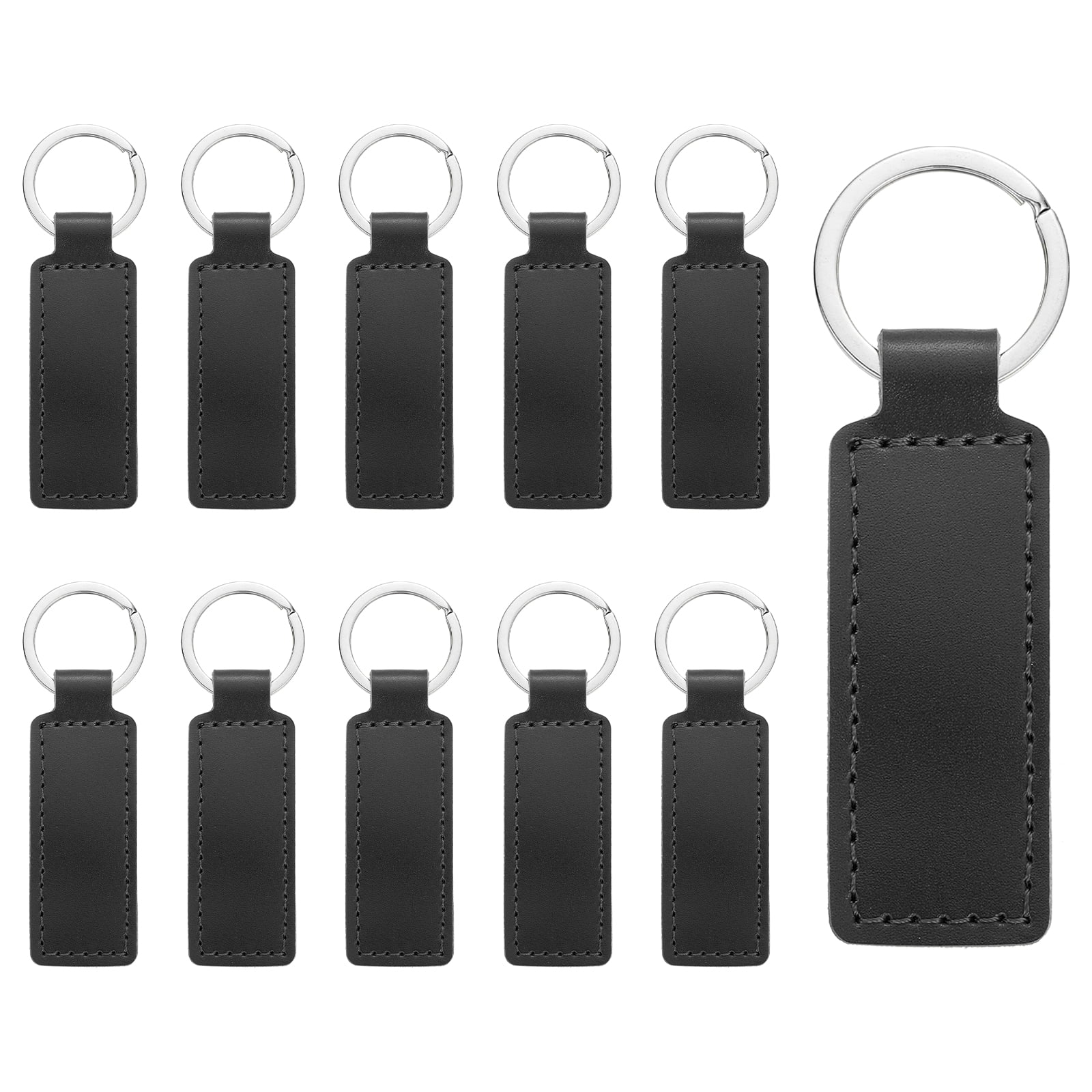 10 Pcs Leather Keychain Blanks Bulk Rectangle Laser Engraving Keychain ...