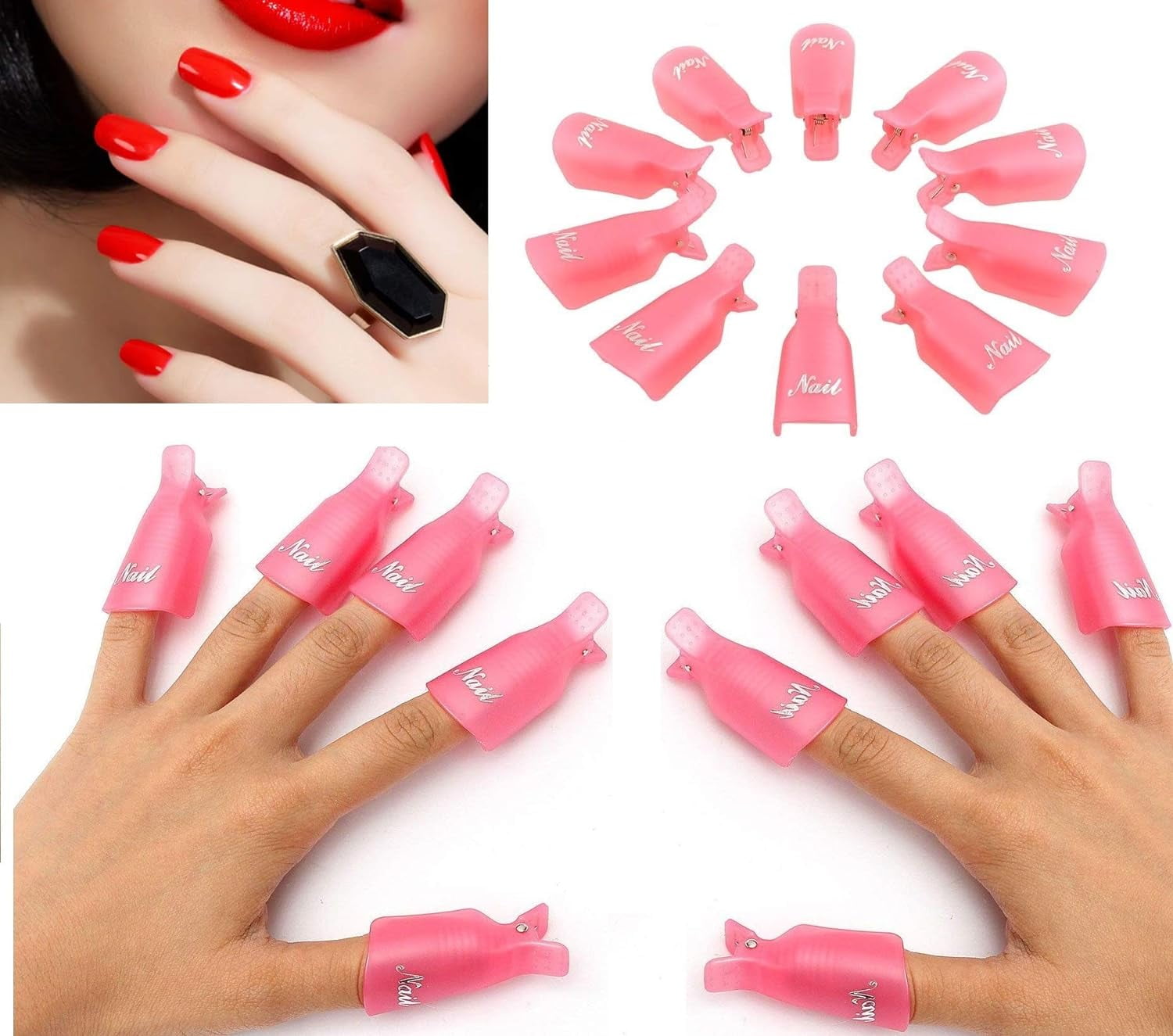 10 Pcs/Lot Reusable Plastic Toenail Art Soak Off Cap Clips UV Gel ...