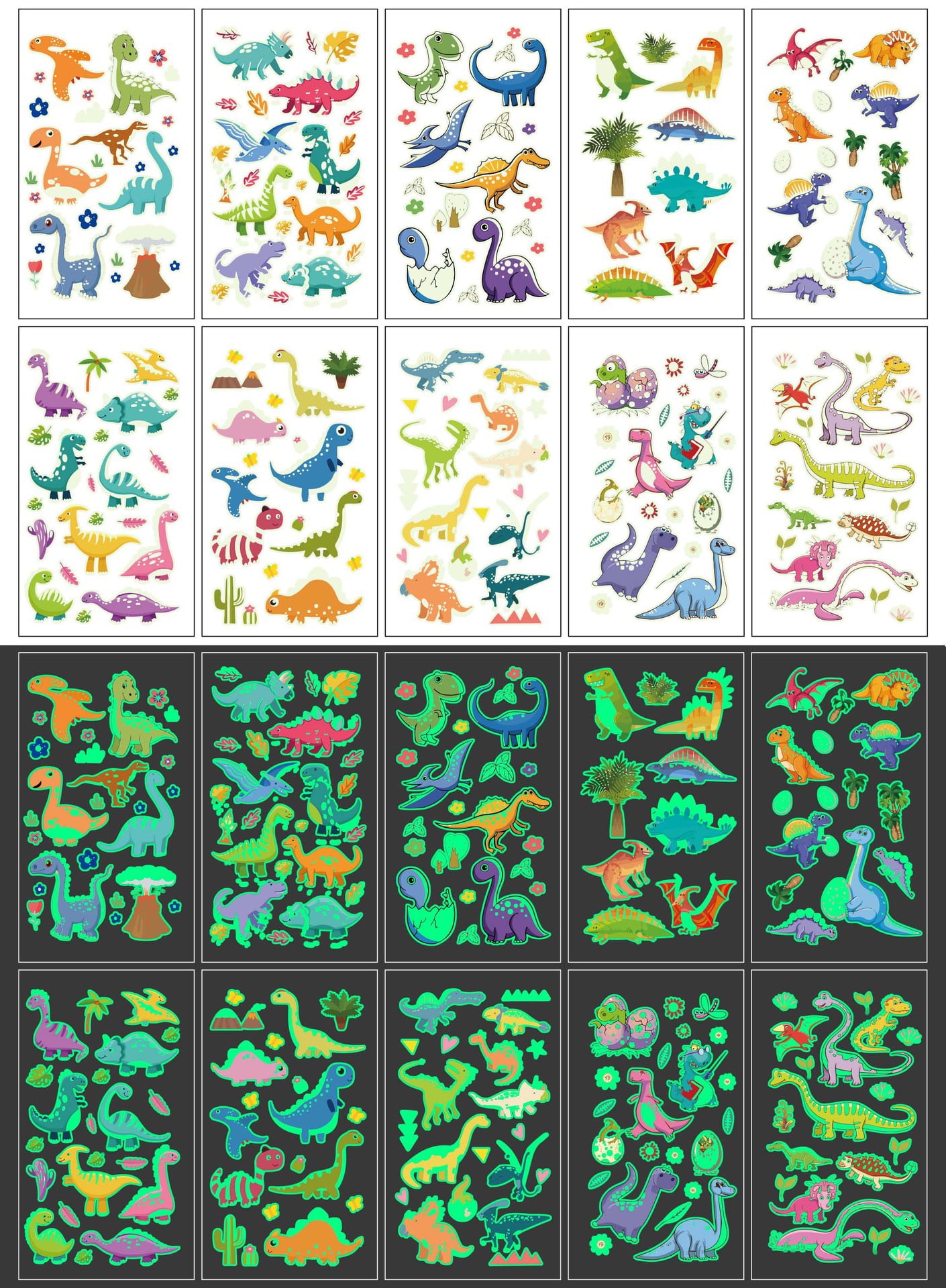 10 Pcs Luminous Tattoos Face Temporary Colored Unicorn Mermaid Tattoos ...