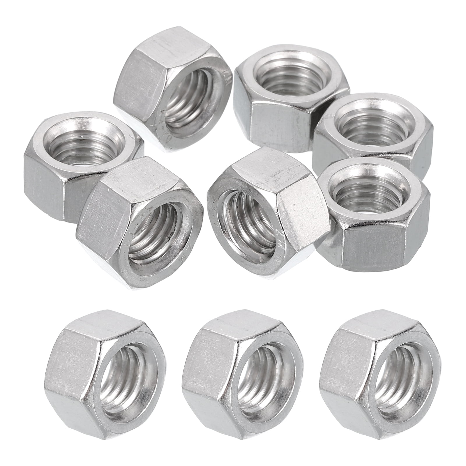 10 Pcs M12x1.75mm Hex Nuts, 304 Stainless Steel Metric Coarse Thread ...