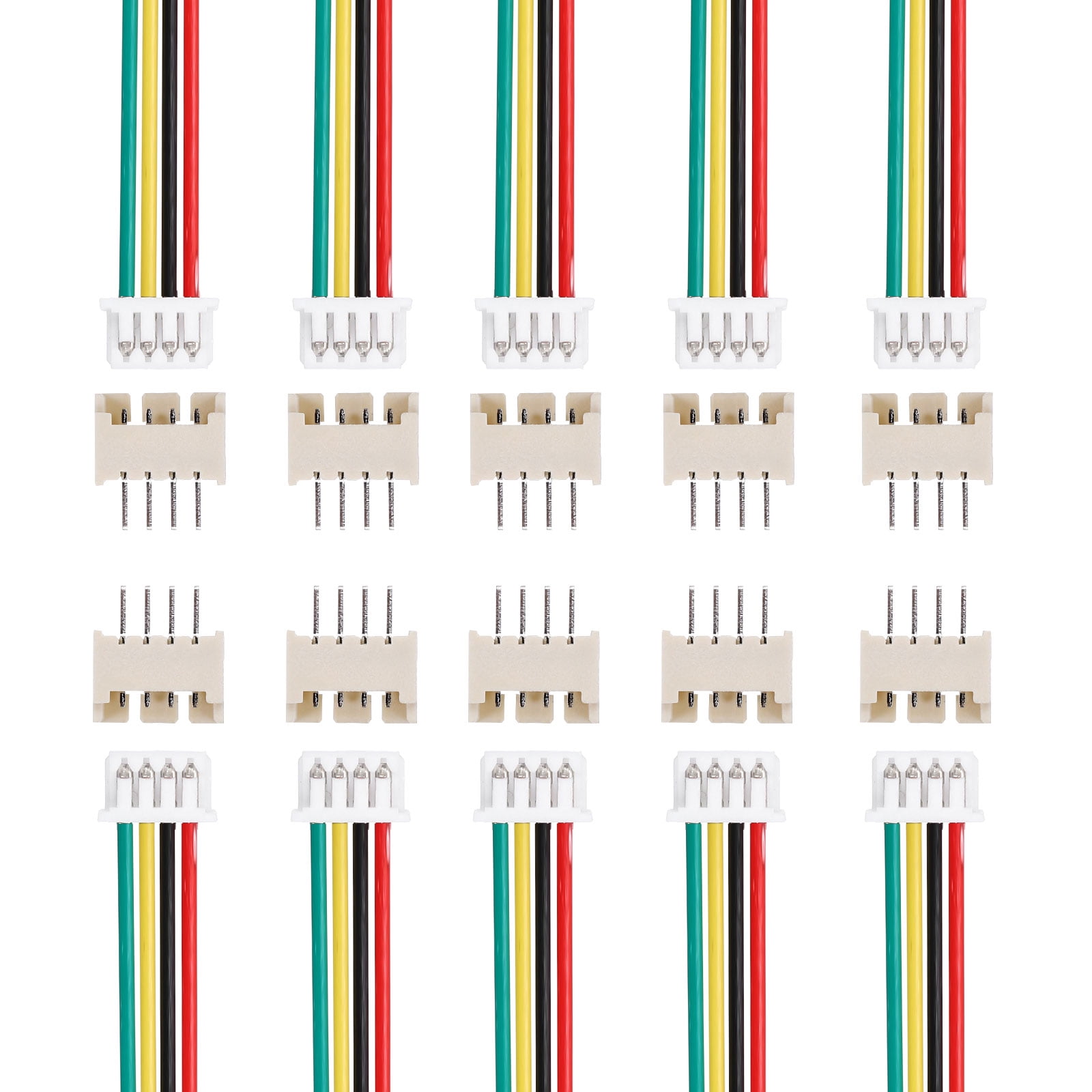 10 Pcs MX 1.25mm 4 Pin Single Head Male Connector Plug with 28 AWG ...