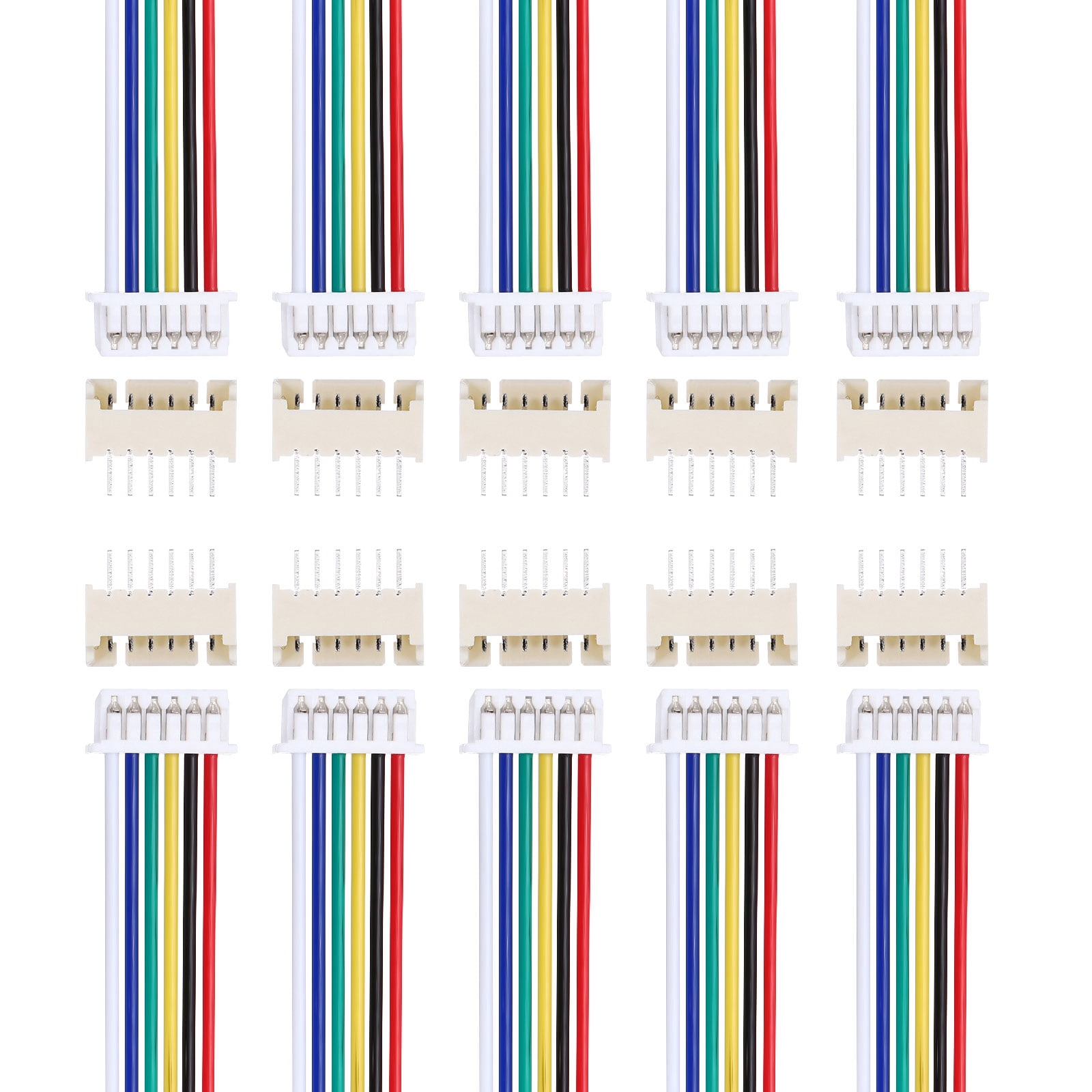 10 Pcs MX 1.25mm 6 Pin Single Head Male Connector Plug with 28 AWG ...