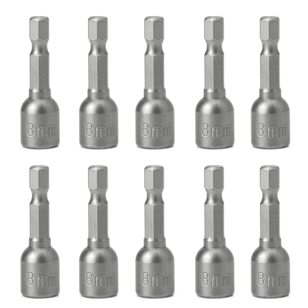 10 Pcs Magnetic Nut Driver Set 8mm 5/16" Socket Adapter Hex Drill Bit ...
