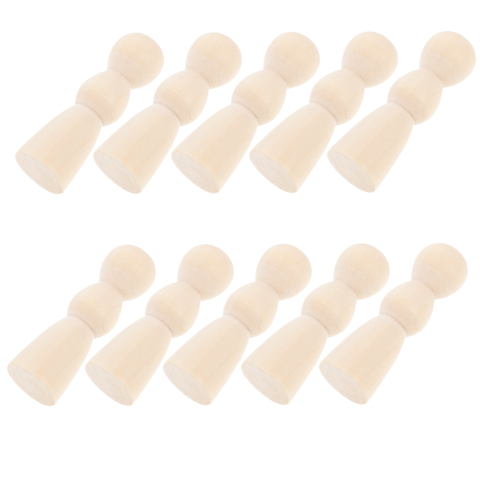 10 Pcs Marionette Puppets Ornaments Unpainted Peg Dolls Wooden People ...