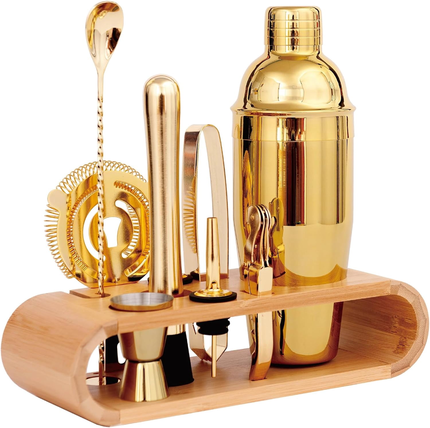 10-Pcs Martini Cocktail Shaker Set Gold,Martini Set Stainless Steel ...