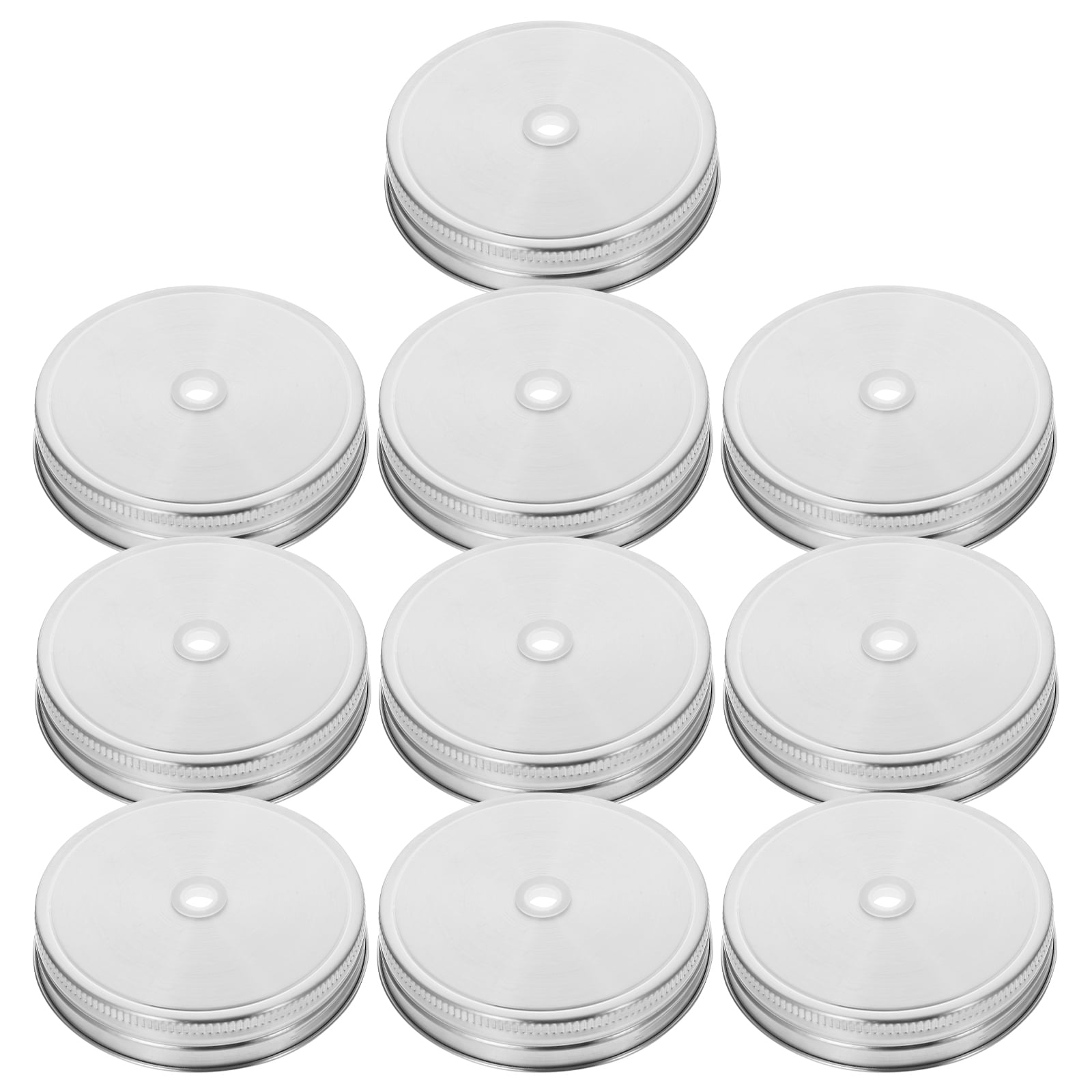 10 Pcs Mason Jar Coffee Home Glass Drinking Jars Lids Bottle Lids Cold Drink With Hole Stainless