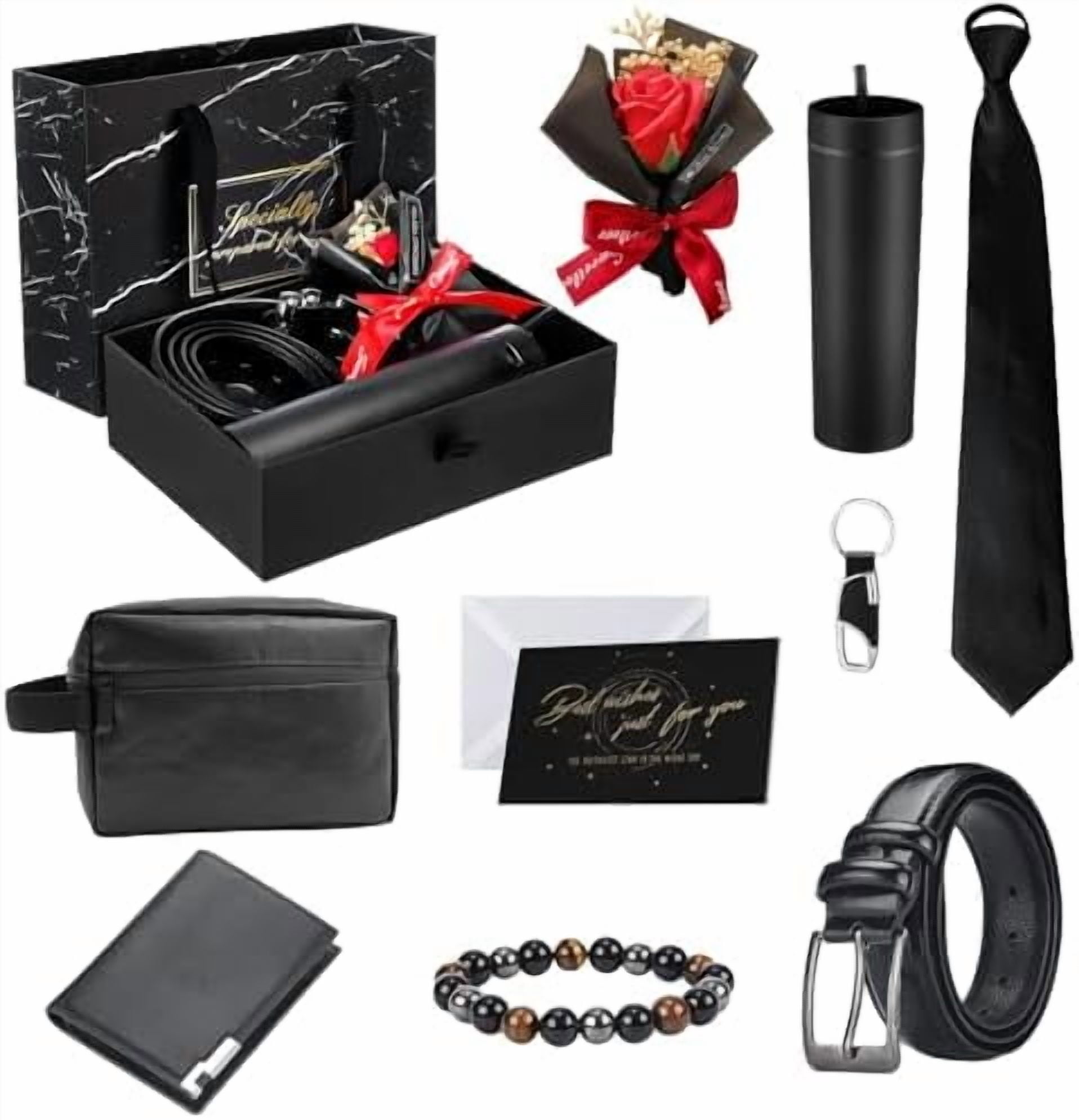 10 Pcs Men Birthday Gift Set with Box - Acrylic Tumbler, PU Leather ...