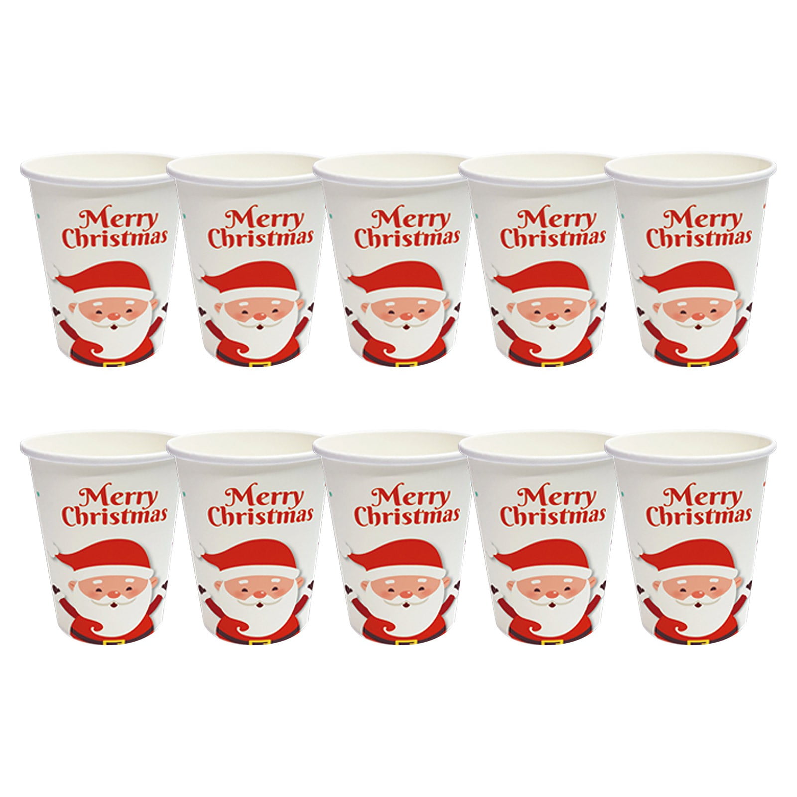 10 Pcs Merry Christmas Paper Cups Disposable Coffee Cups Cute Santa ...