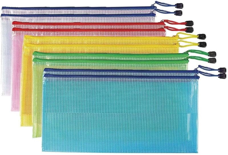 10 Pcs Mesh Zipper Pouch Document Bag, A6 Zip File Folders, Waterproof ...