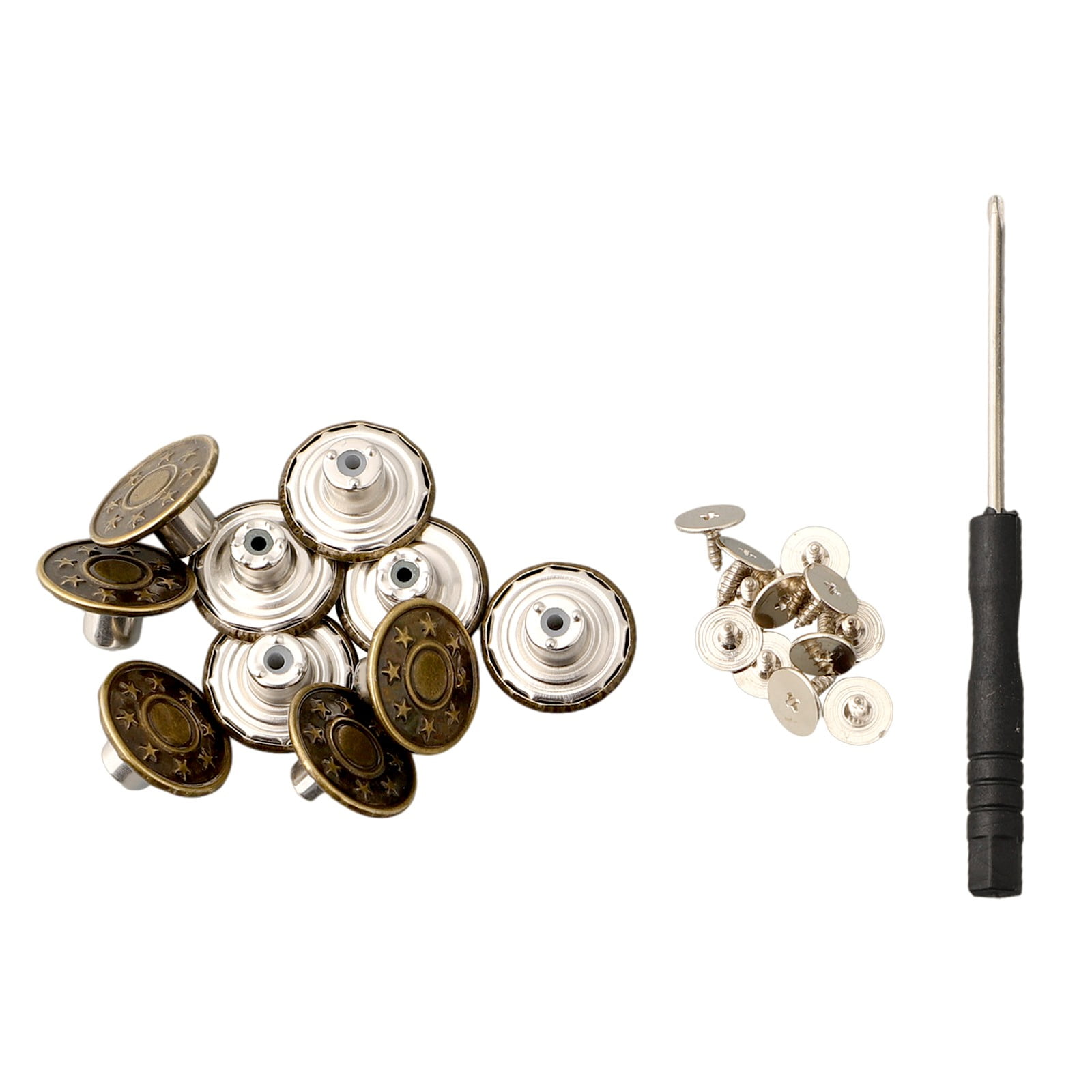 10 Pcs Metal Jeans Buttons 17Mm Replacement No-Sew Screw Button Repair ...
