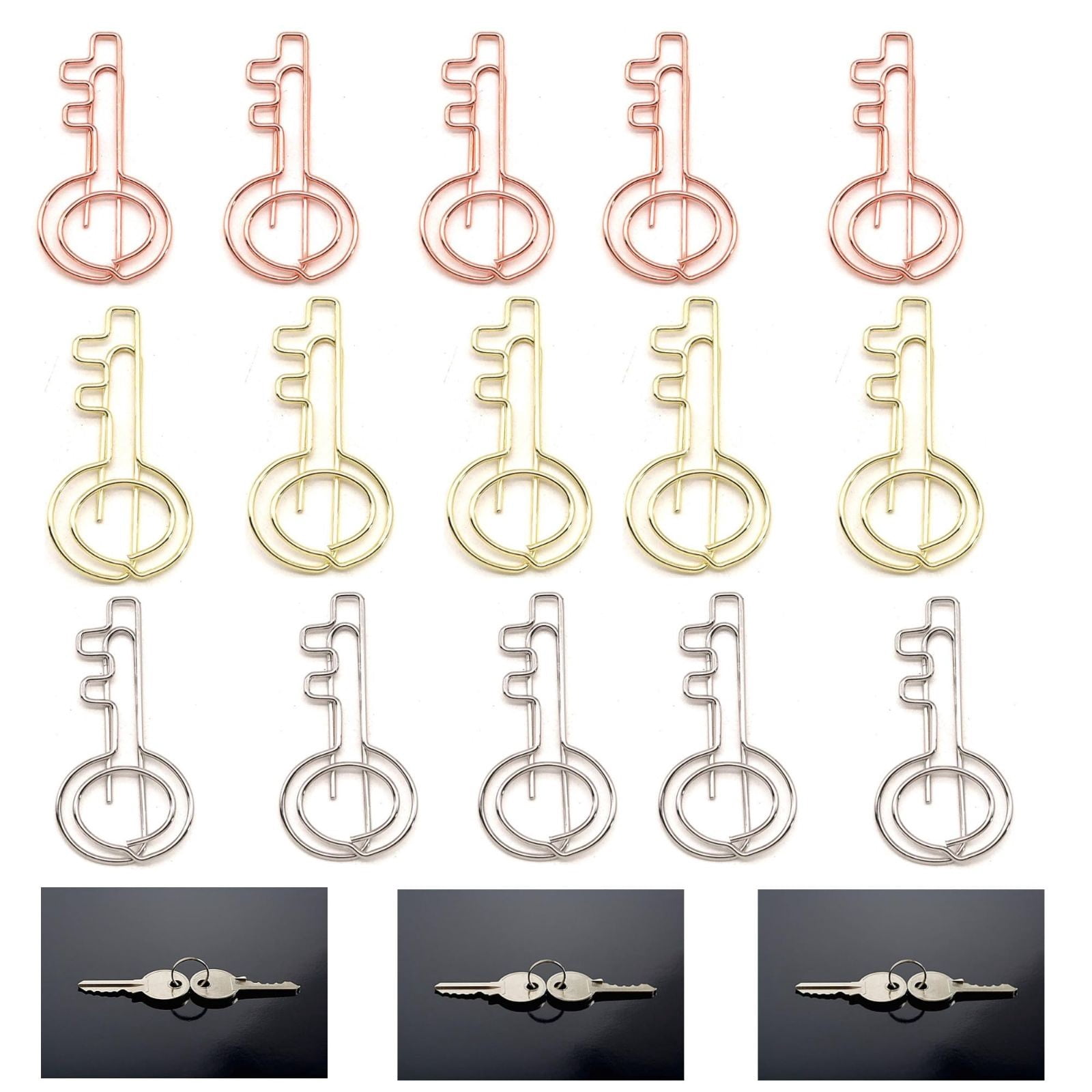 10 Pcs Metal Key-Shaped Paper Clips, Metal Decorative Clamps for ...