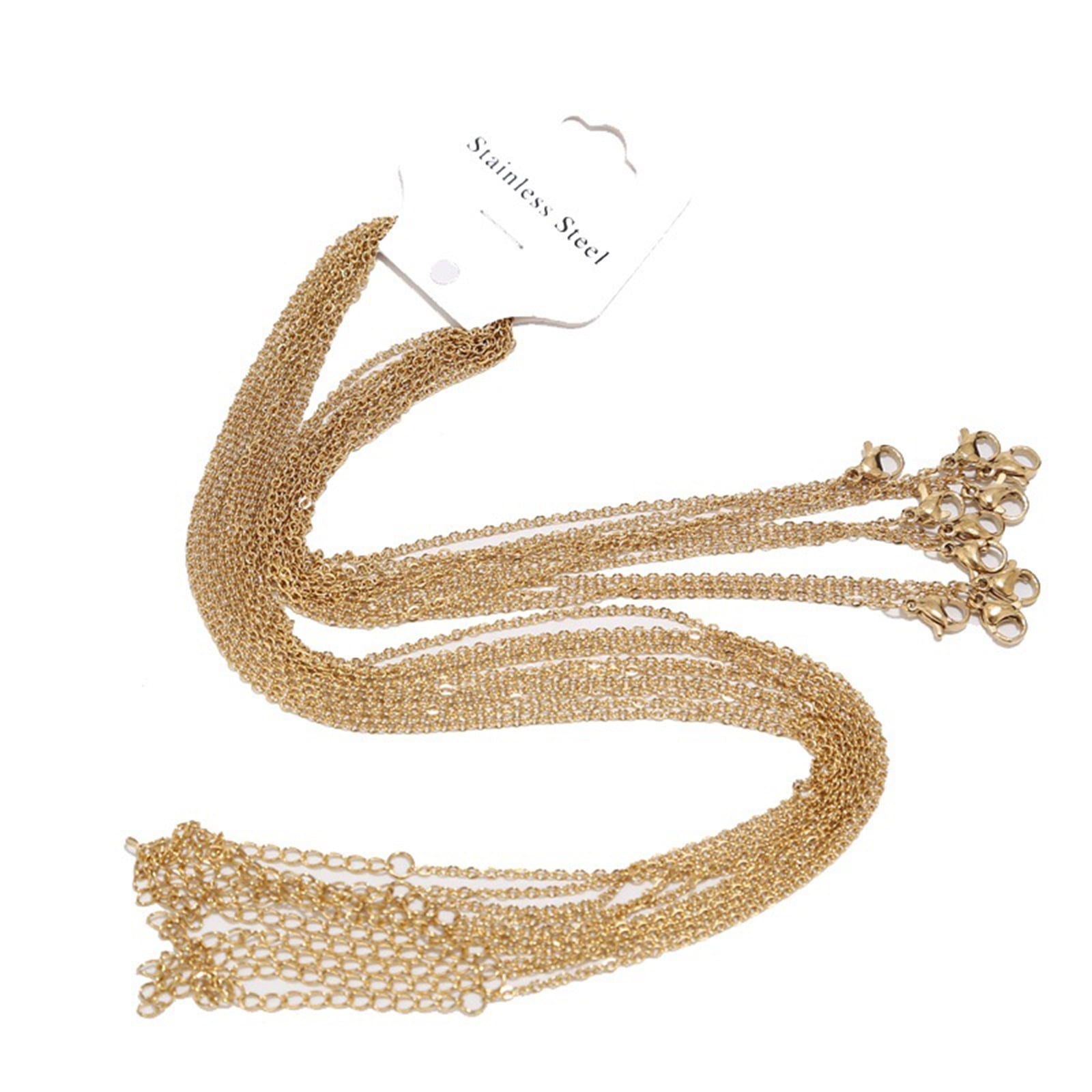 10 Pcs Metal Link Chain Necklaces with Lobster Clasps Flat O Chain ...