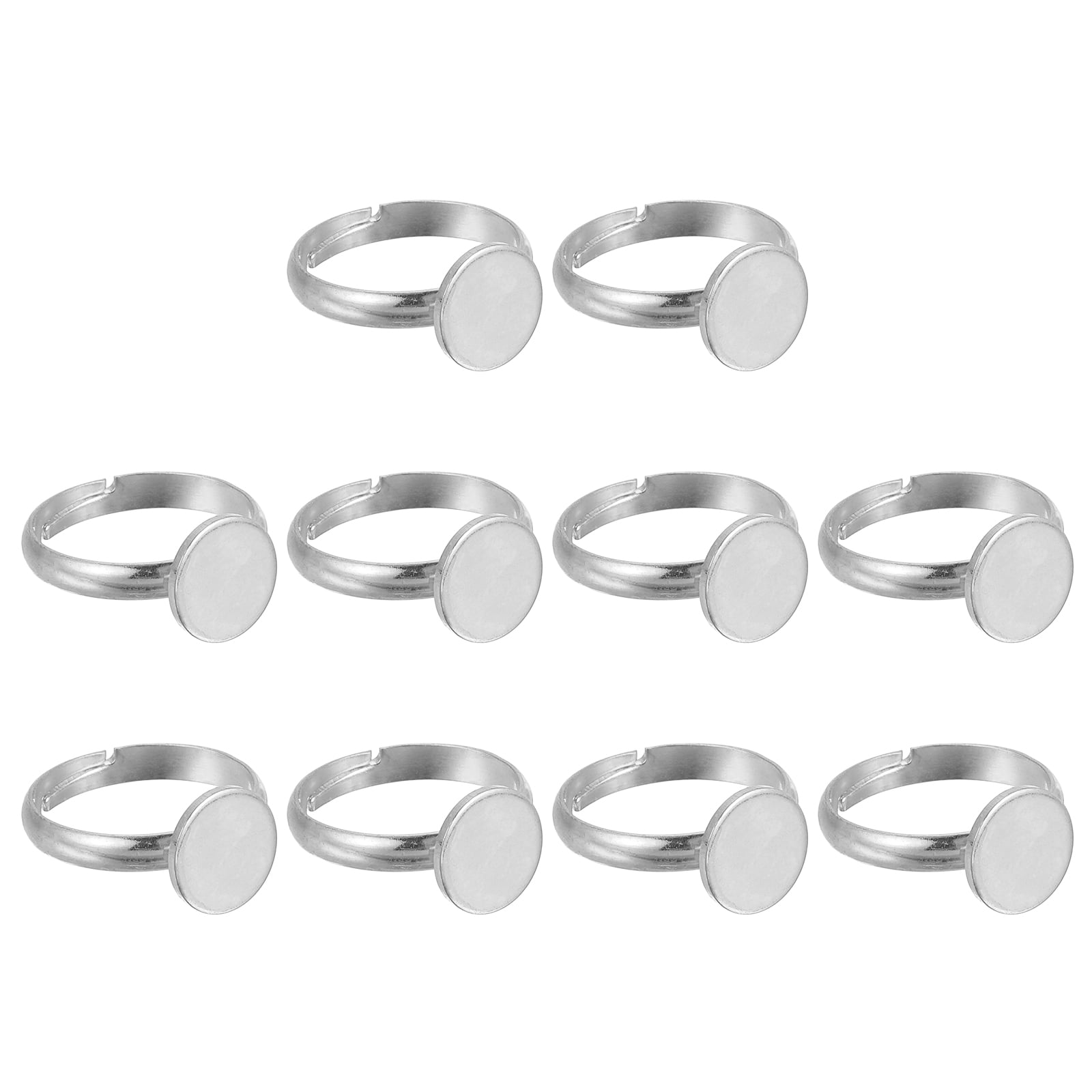 10 Pcs Metal Ring Base Blank, 10mm Adjustable Pad Cabochon Ring Blank ...