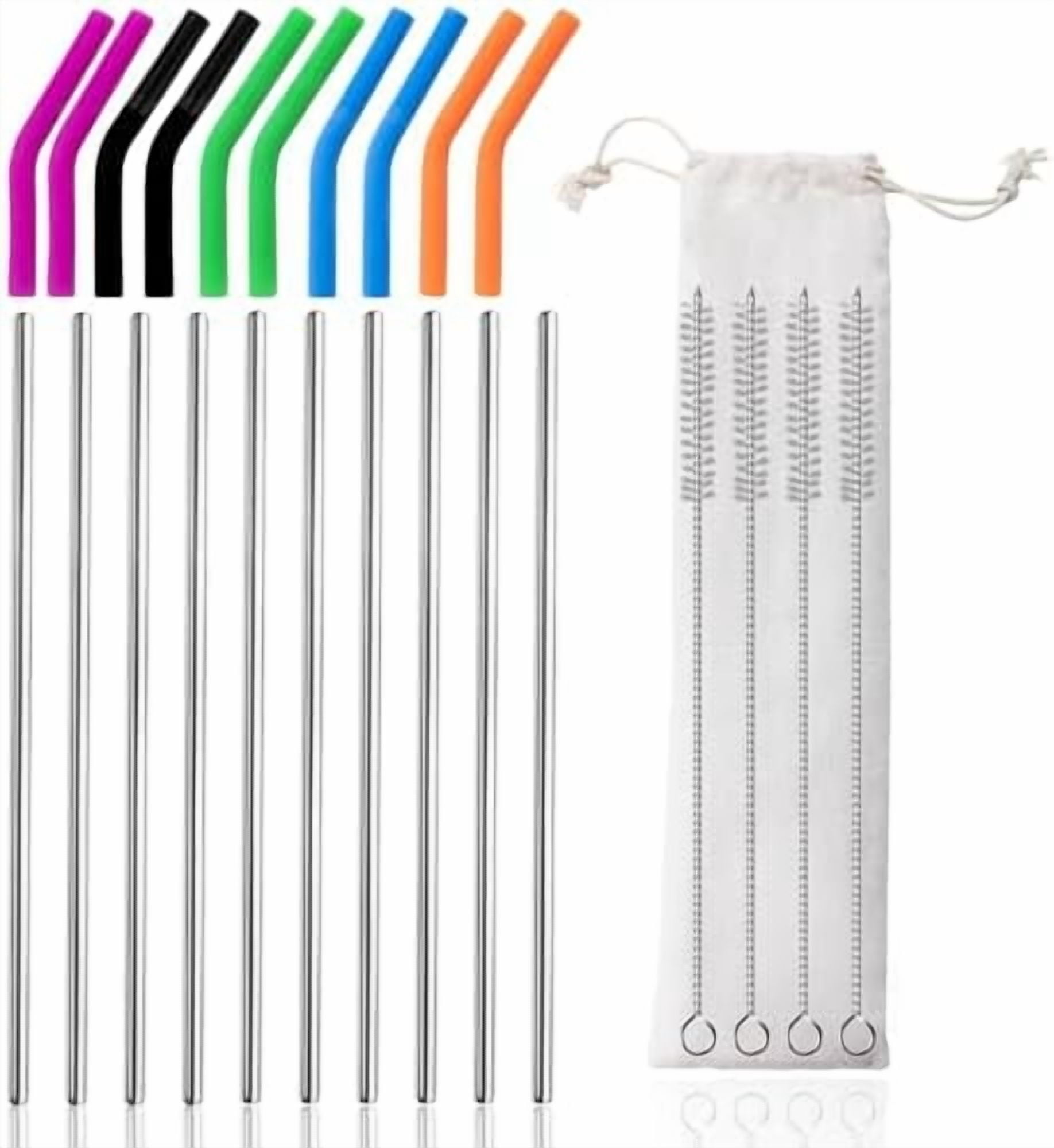 10 Pcs Metal Straw Reusable 8.5" 6mm Stainless Steel Straws,20oz-32oz ...