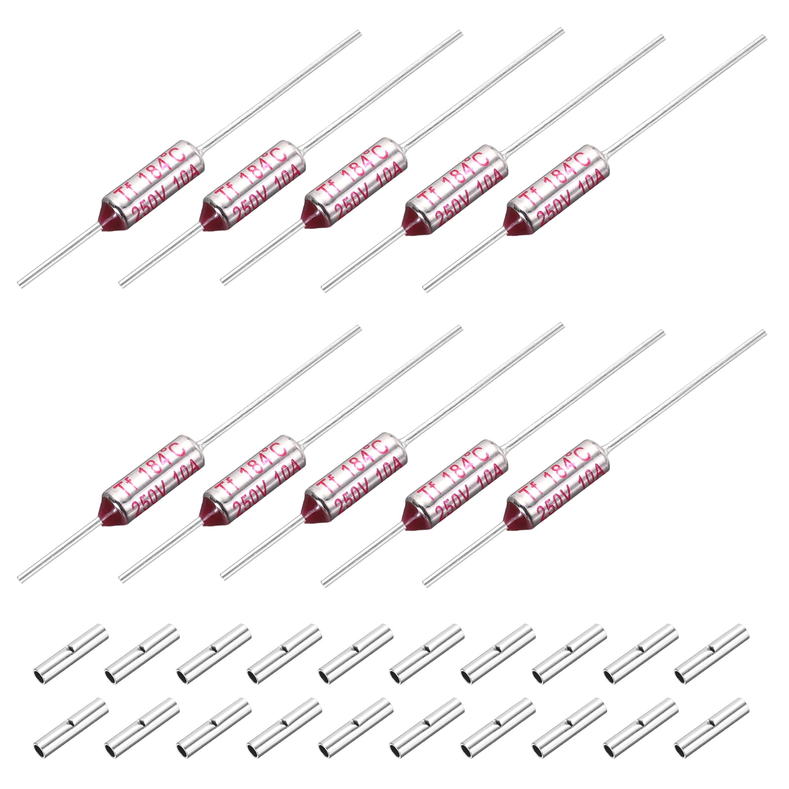 10 Pcs Metal Temperature Thermal Fuse SF184 184C 363.2F 10A 250V Cutoff Thermal Fuse with 20 Pcs ...