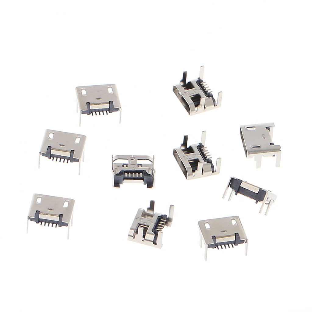 10 Pcs Micro USB Type B 5 Pin Female Socket Connector SMD 4 Legs 90 ...