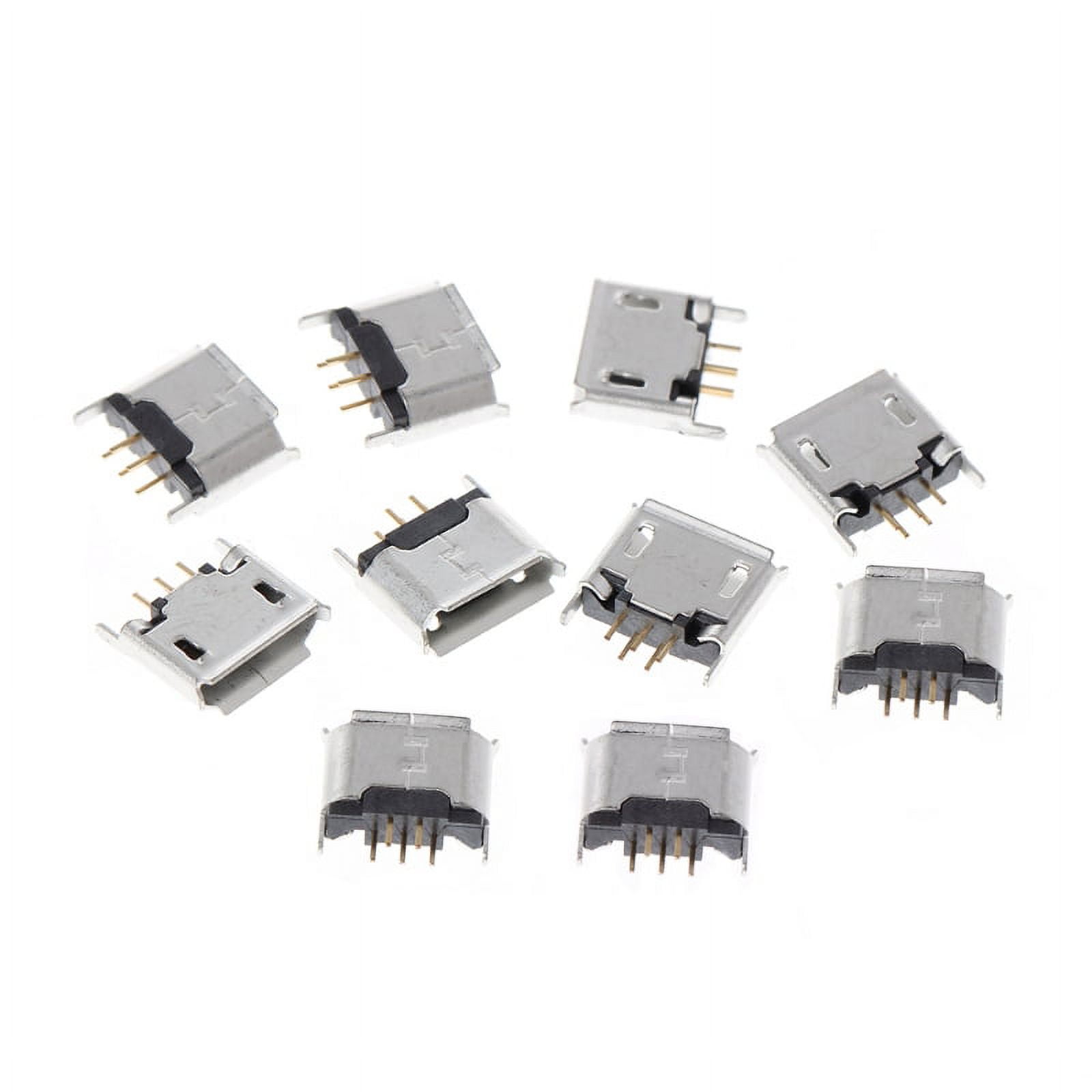 10 Pcs Micro USB Type B Female Socket 180 Degree 5-Pin SMD SMT ...