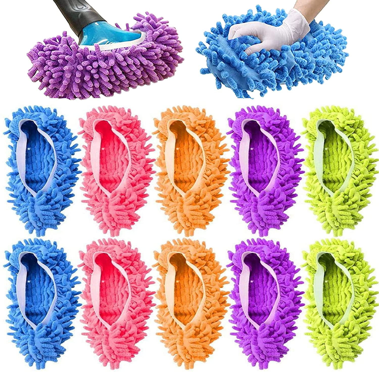 10 Pcs Microfiber Mop Slippers Shoes Reusable Dust Mops for Women ...