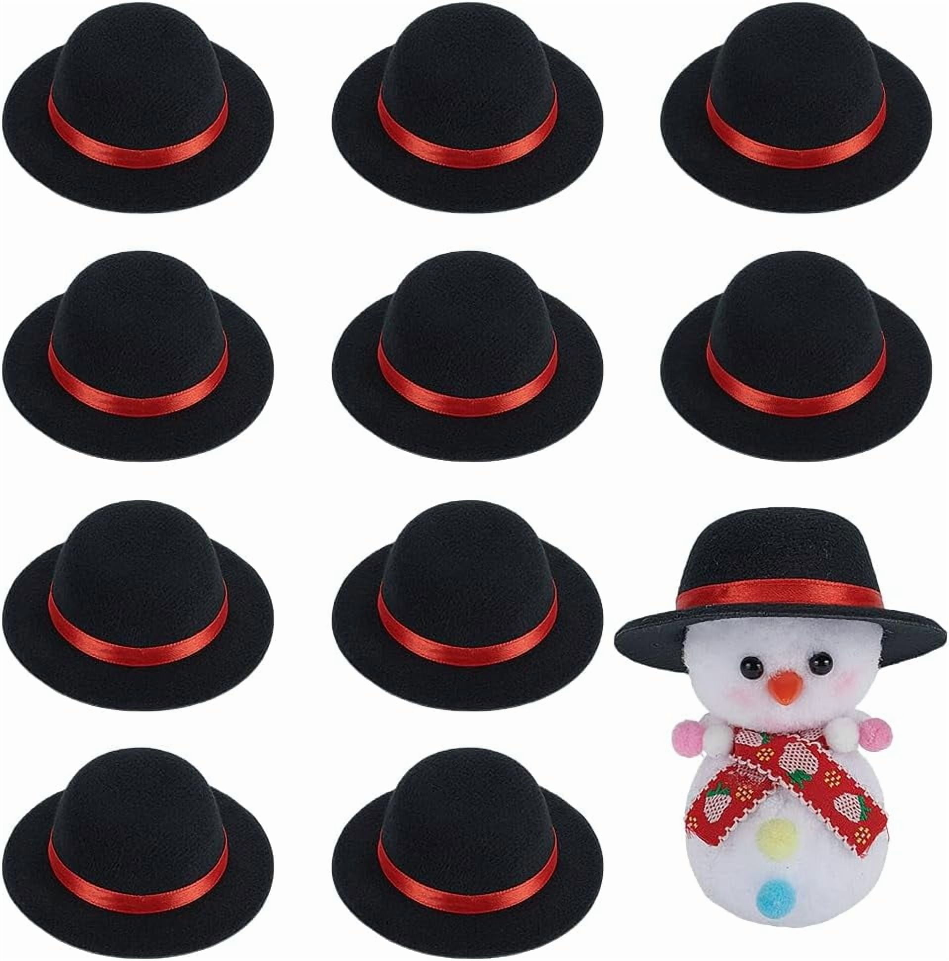 10 Pcs Mini Felt Top Hats Black Mini Top Hats with Red - Walmart.com
