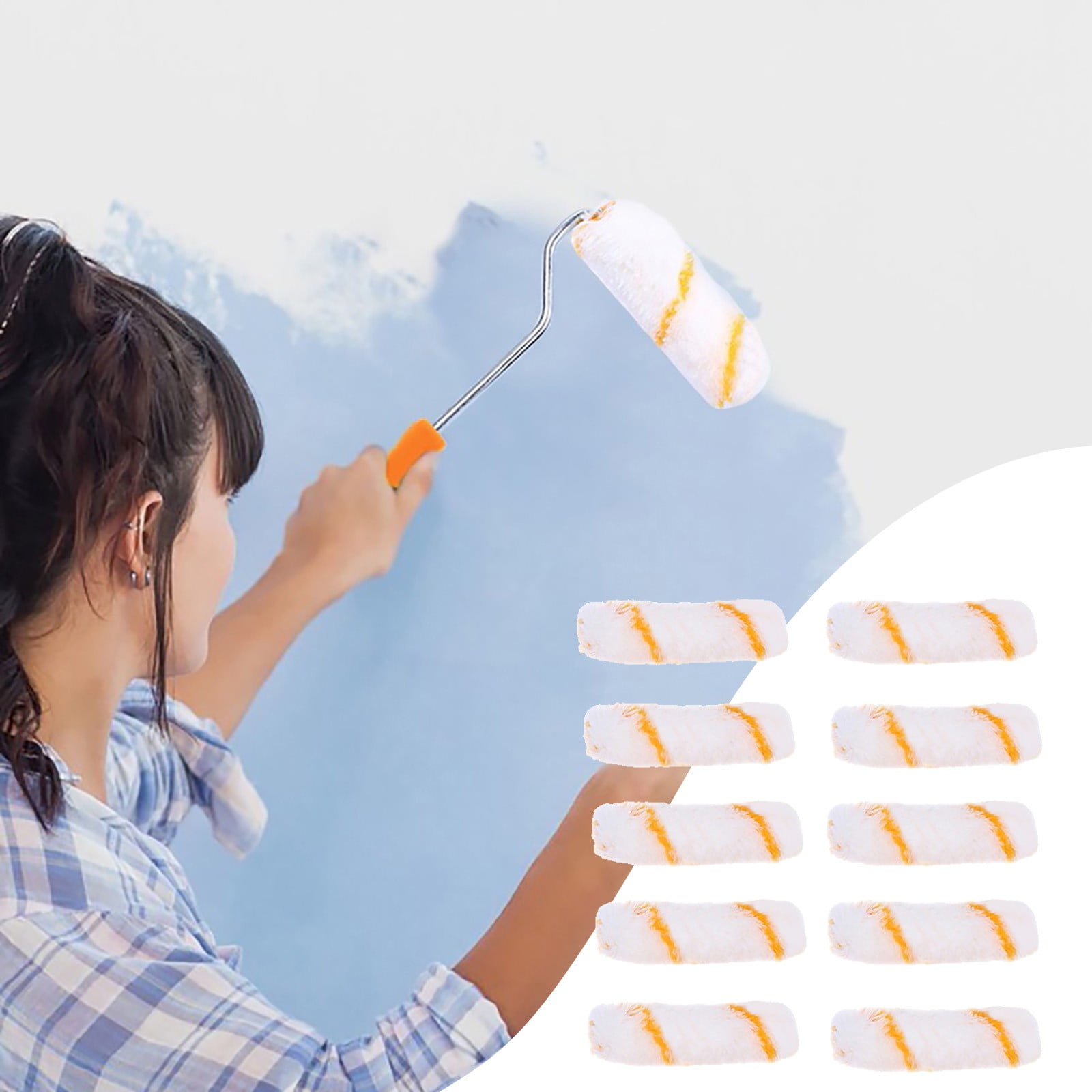 10 Pcs Mini Paint Roller Kit, 4 Inch Foam Paint Roller, Microfiber ...