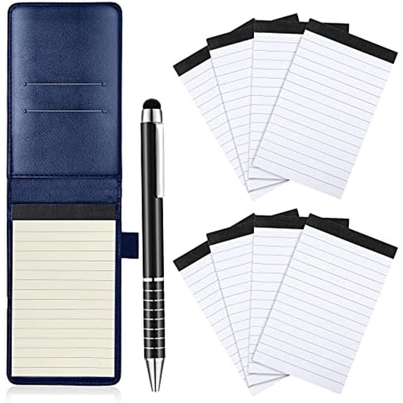 10 Pcs Mini Pocket Notepad Holder Set Included Small Leather Pocket Notebook Holder with 50 ...