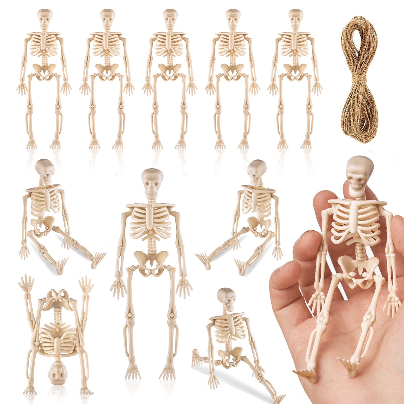 10 Pcs Mini Skeleton Figurine Decoration 6" Posable Human Bone Statue ...