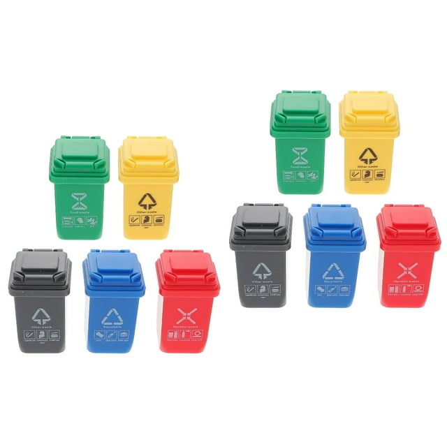 10 Pcs Mini Trash Can Miniature Bin Model Dollhouse Cleaning Supplies ...