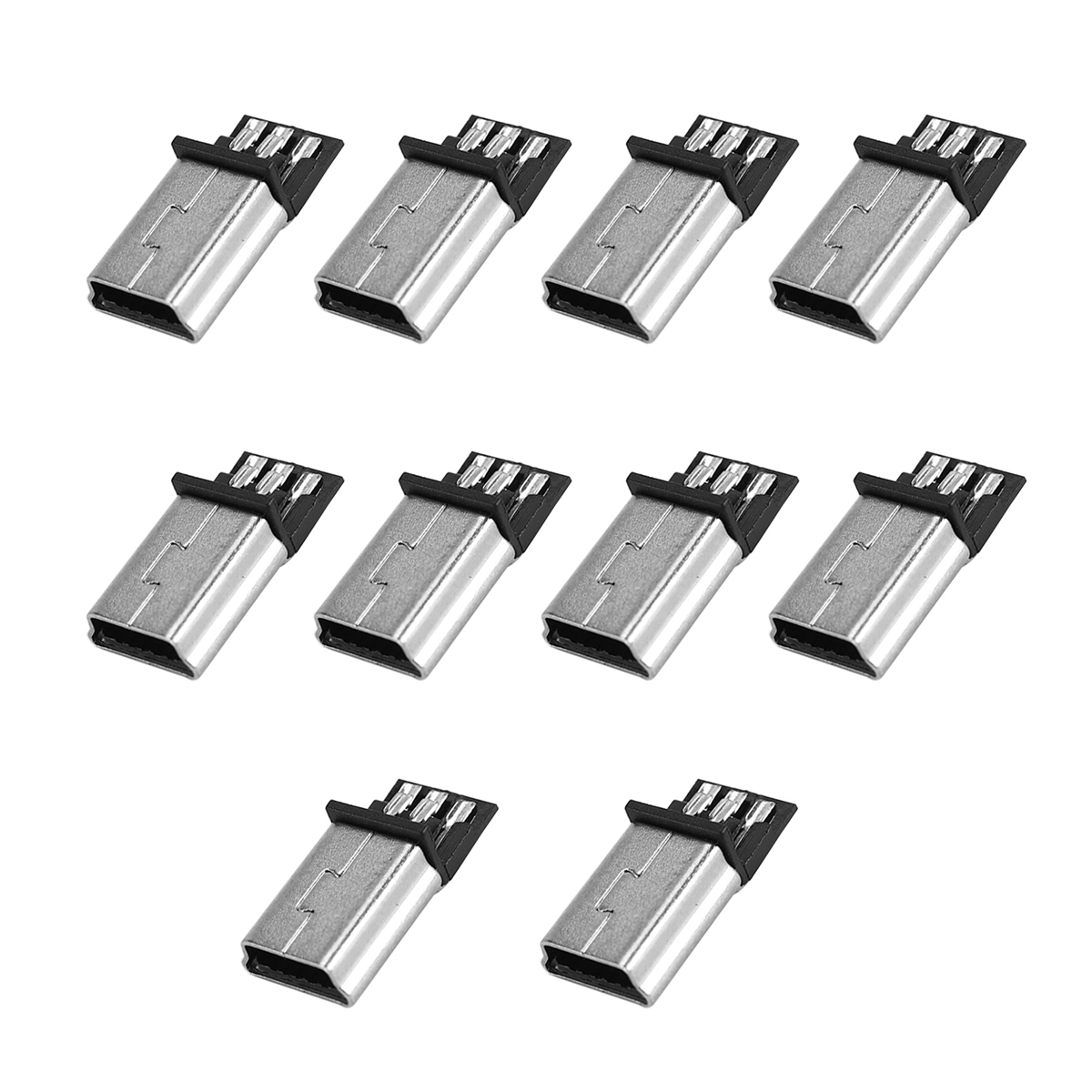 10 Pcs Mini USB 5 Pin Male Plug DIY SMT Connector Silver Tone Dark Gray ...