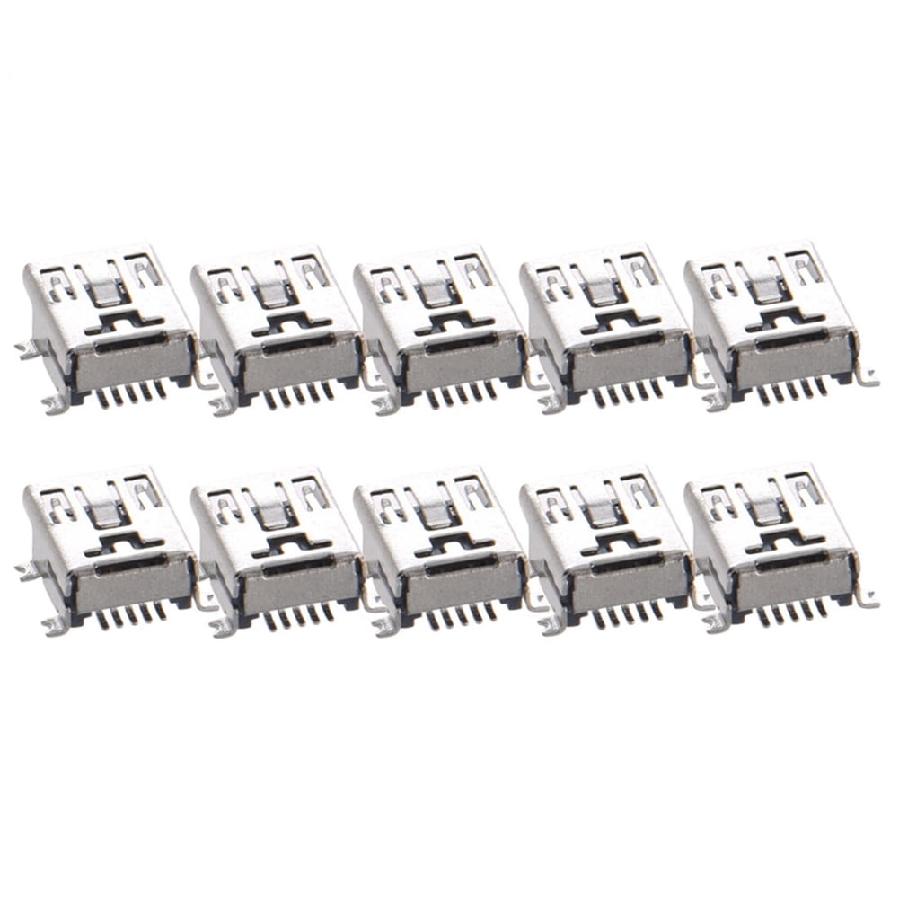 10 Pcs Mini USB Type B Female Port 5-Pin 180 Degree SMD PCB Jack Socket ...