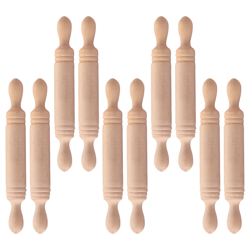 10 Pcs Mini Wood Rolling Pin Crafts Miniature Rolling Pole Rolling Pin ...