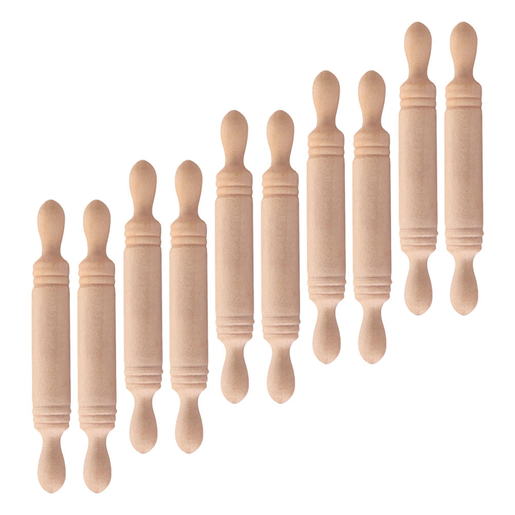 10 Pcs Mini Wood Rolling Pin Dumpling for Playdough Tray Decorations ...