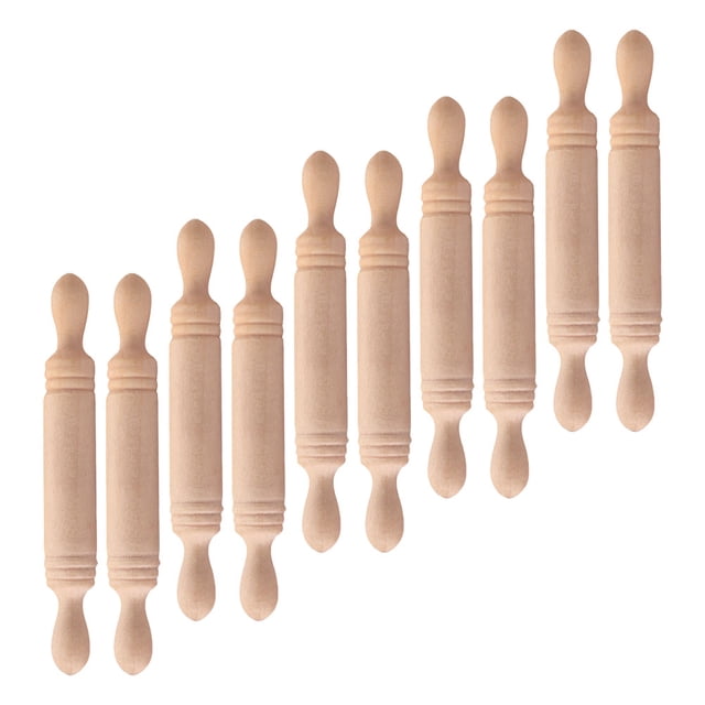 10 Pcs Mini Wood Rolling Pin Dumpling for Playdough Tray Decorations ...