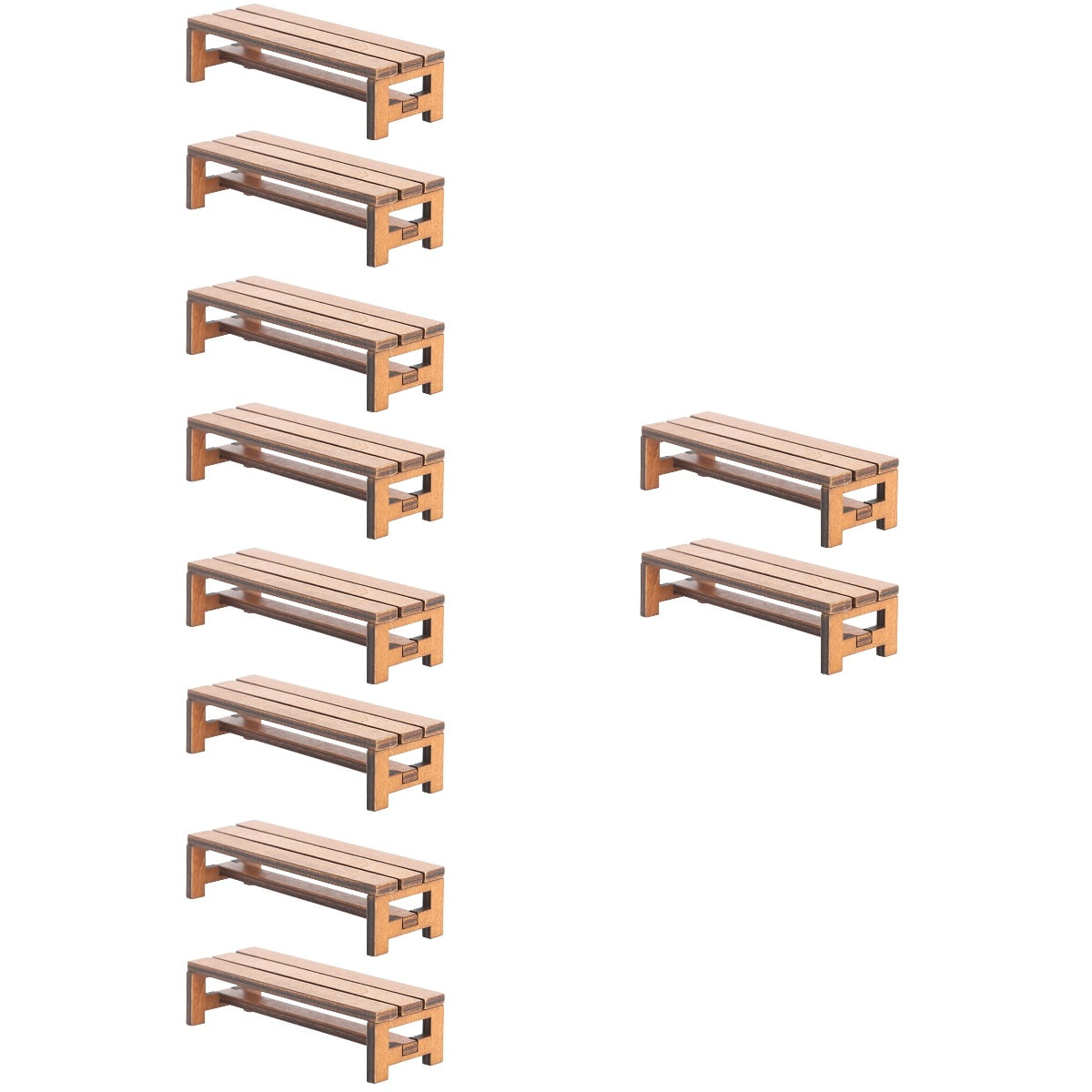 10 Pcs Miniature Bench Wooden Retro Bench Doll Furniture Model Mini ...