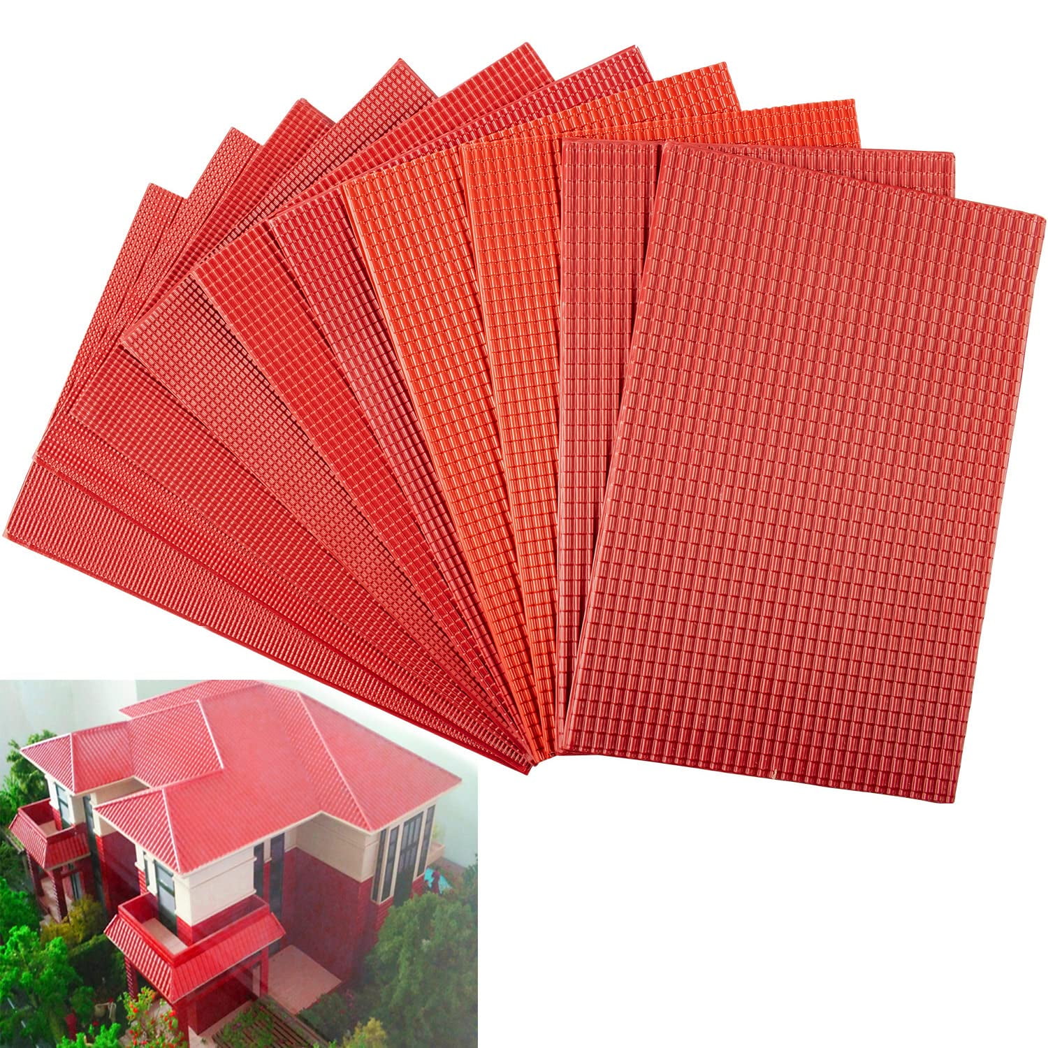 10 Pcs Miniature Roof Tiles Model for DIY Architecture Building Railway ...