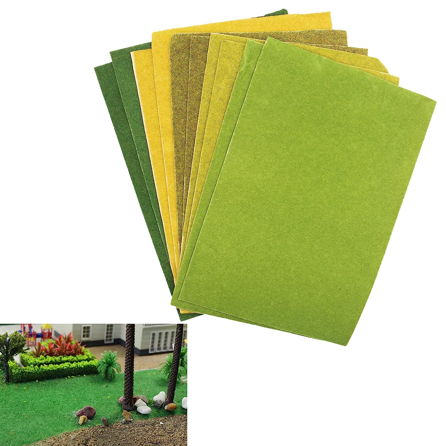 10 Pcs Model Grass Mat Train Artificial Garden Grass Mat Grass Lawn ...