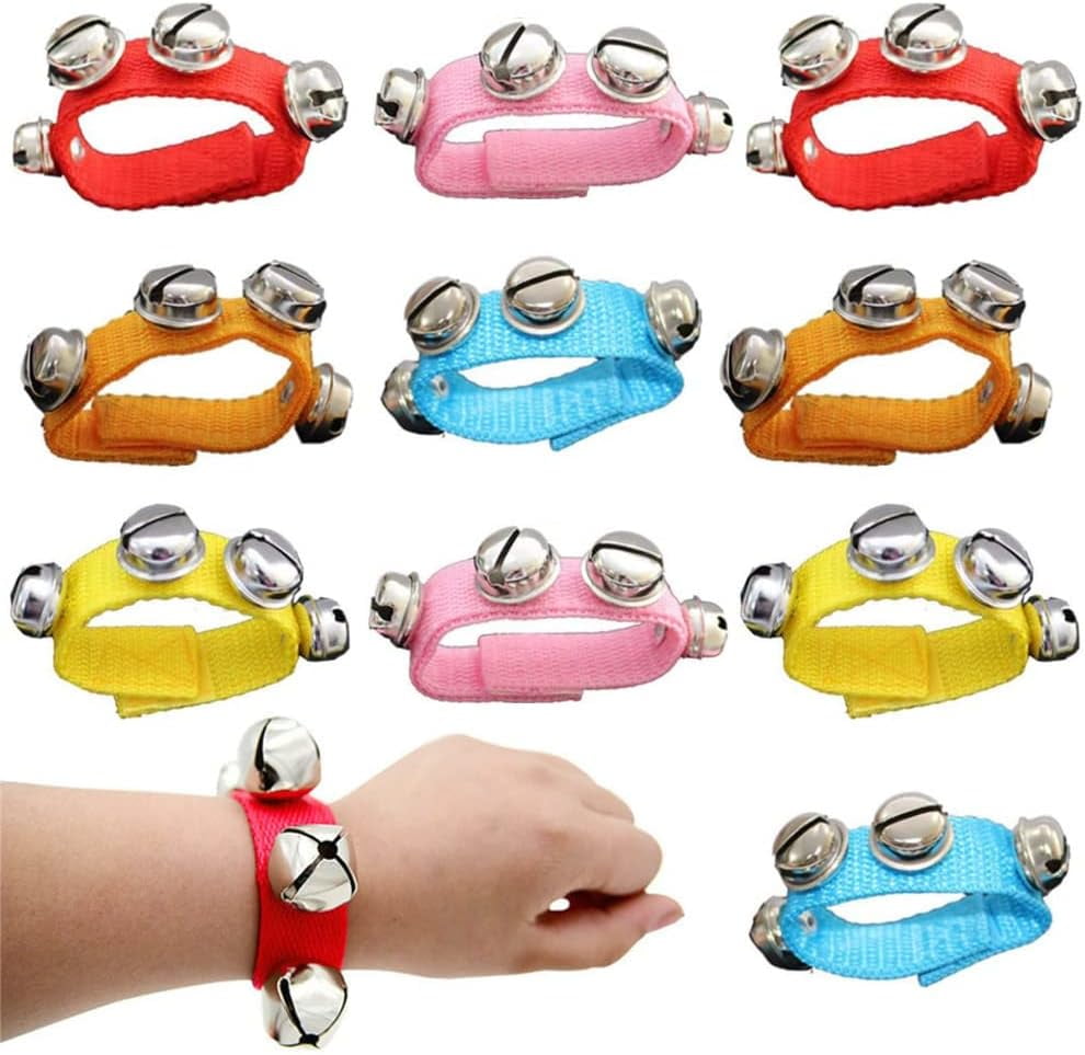 10 Pcs Multi Color Musical Rhythm Toys and Nylon Band Wrist Bell Ankle ...