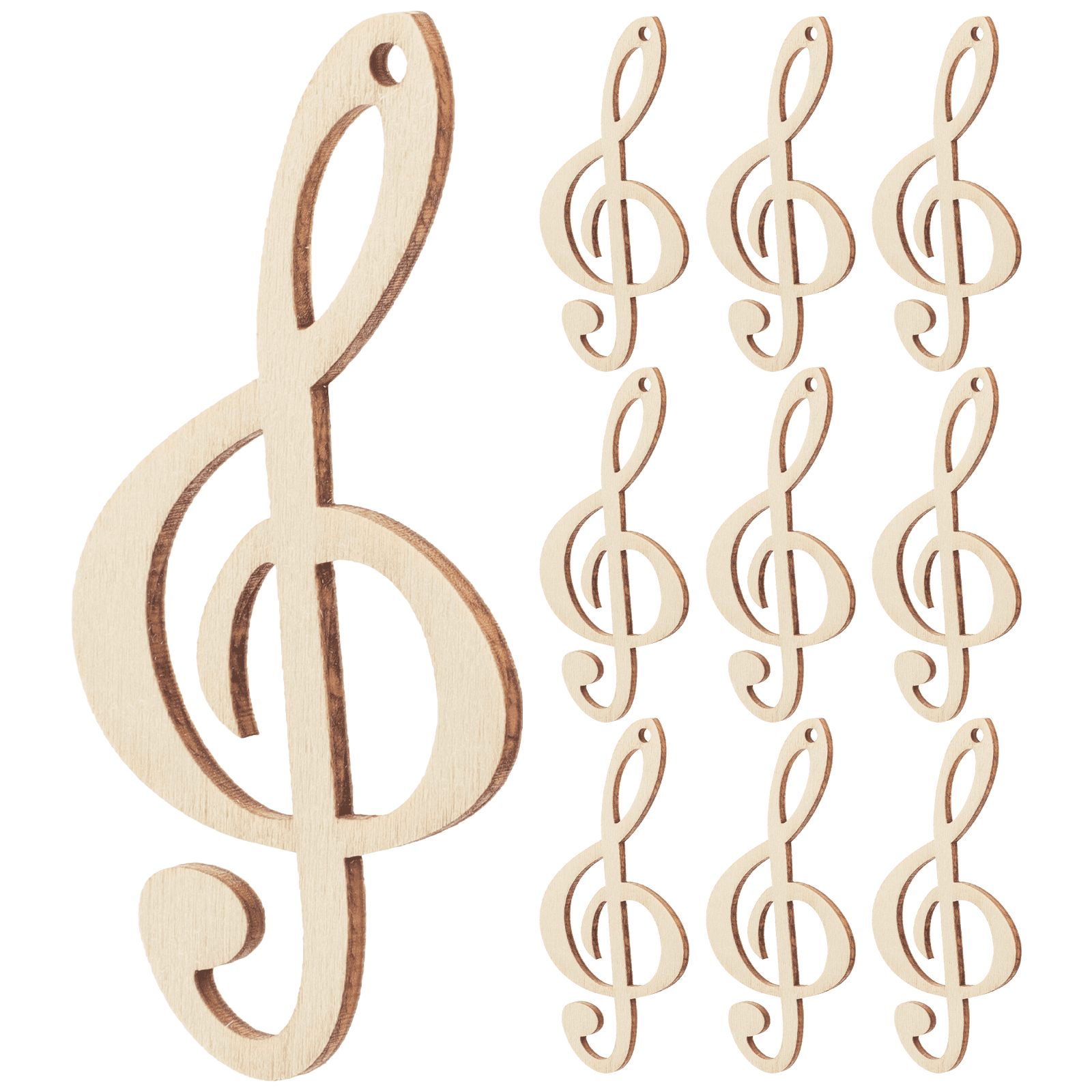 10 Pcs Musical Note Wood Piece Pendant Stickers Christmas Tree Sign ...
