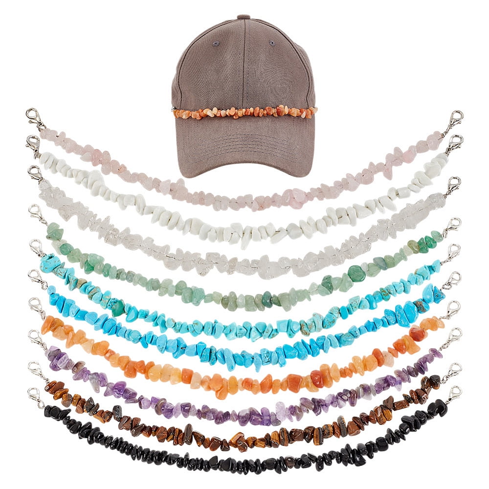 10 Pcs Natural Gemstone Chips Trucker Hat Chain Turquoise Aventurine ...