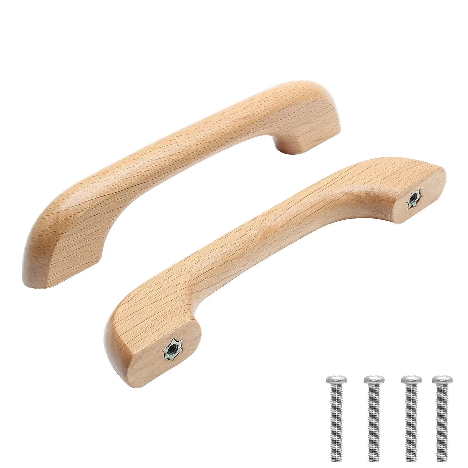 10 Pcs Natural Wood Cabinet Pulls Handles Solid Wood Handles For ...