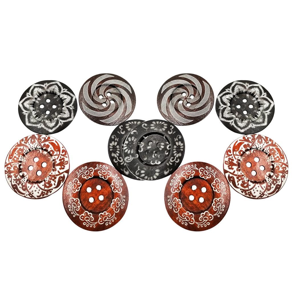 10 Pcs Nature Buttons Wooden Craft Buttons 60mm, Decorative Buttons for ...