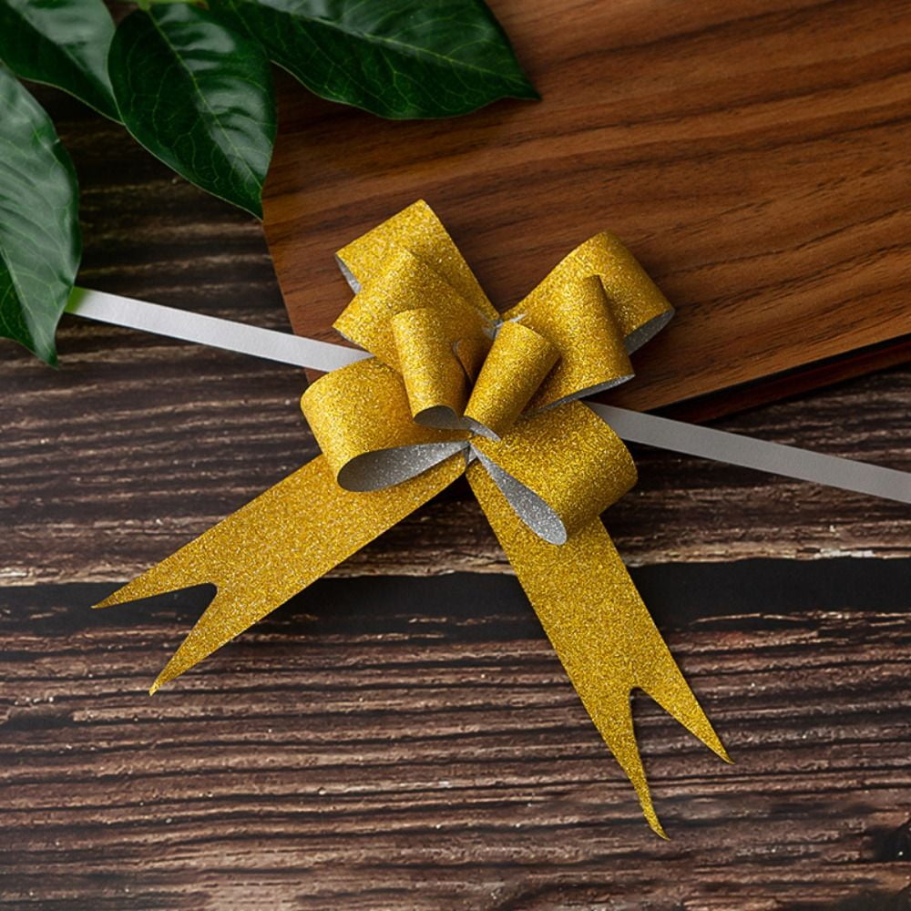 10 Pcs New Accessories Attractive Gift Wrapping Sequin Ribbon Pull Bow ...