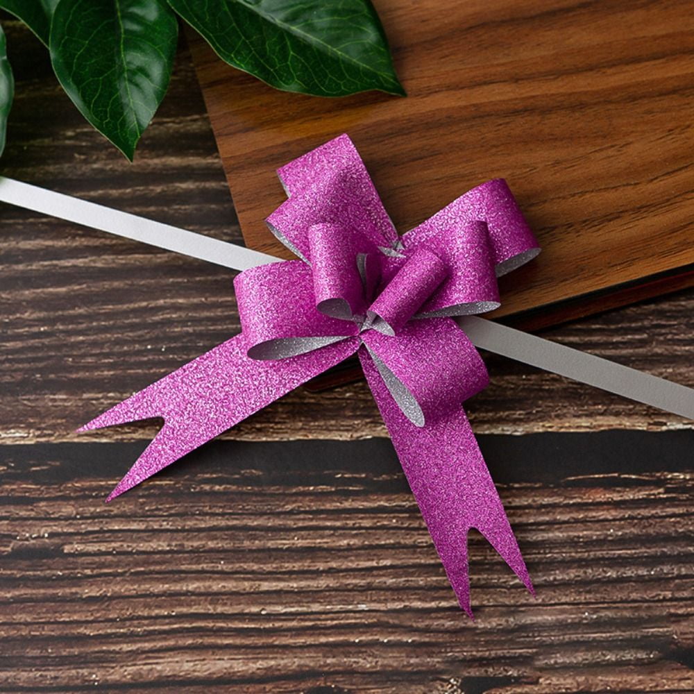 10 Pcs New Accessories Attractive Gift Wrapping Sequin Ribbon Pull Bow ...