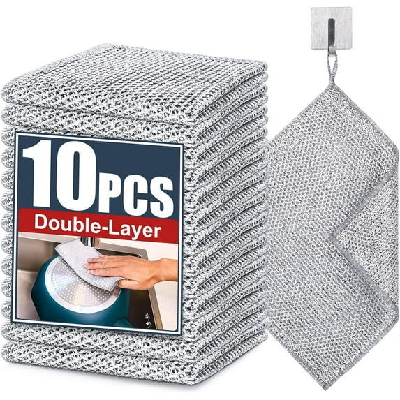 10 Pcs New Upgrade Steel Wire Dishcloth,Double-Layer Steel Wire ...