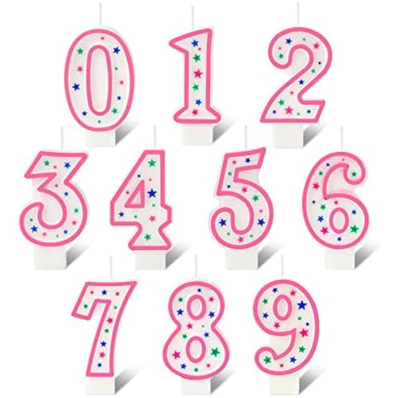 10 Pcs Number Birthday Candles for Cakes, Polka Dot Colorful 0-9 ...